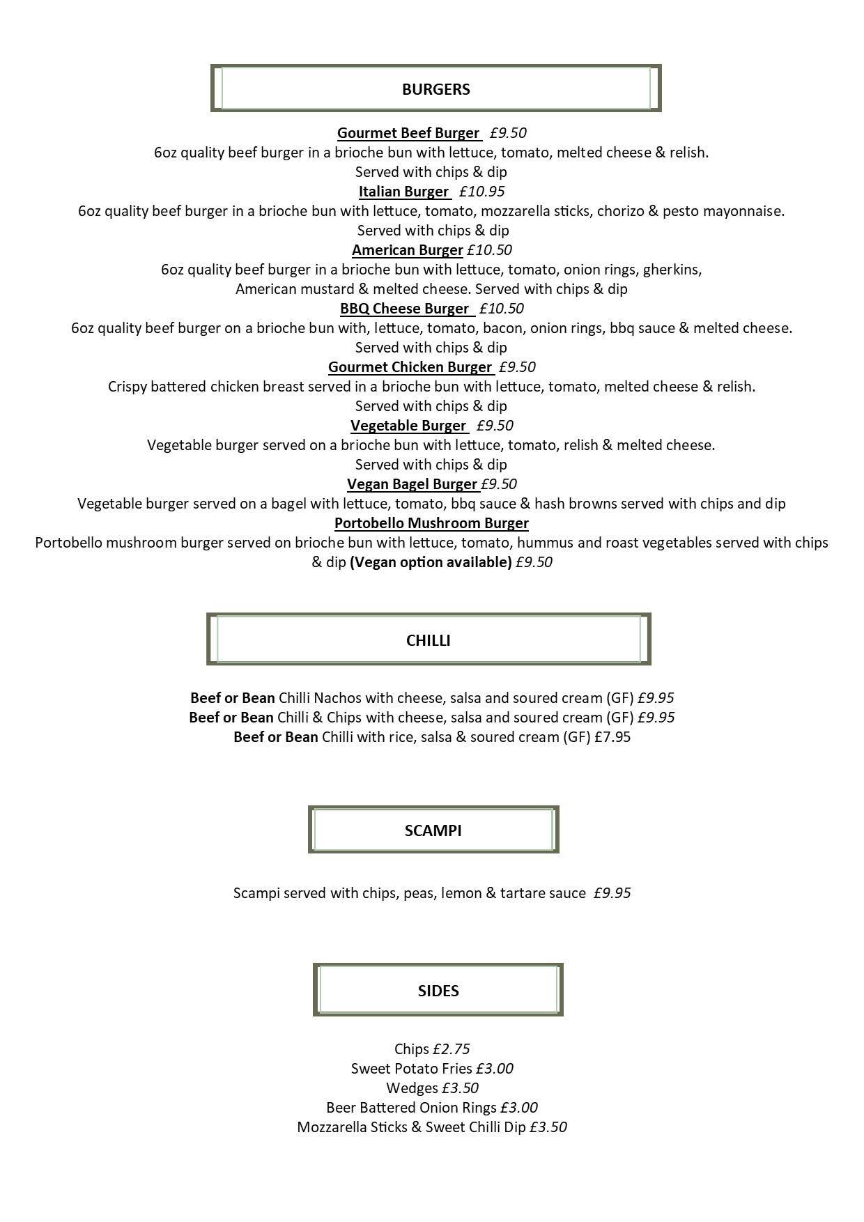 Menu at Generations Cafe Bar, Sheffield