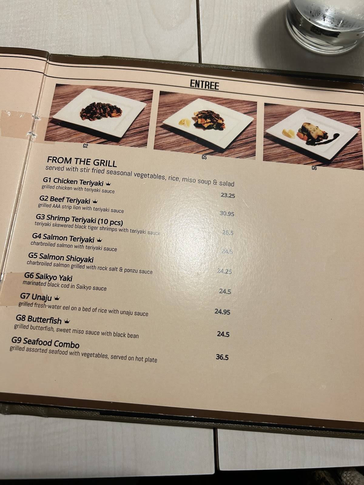Menu at Genji Japanese Restaurant, Ottawa
