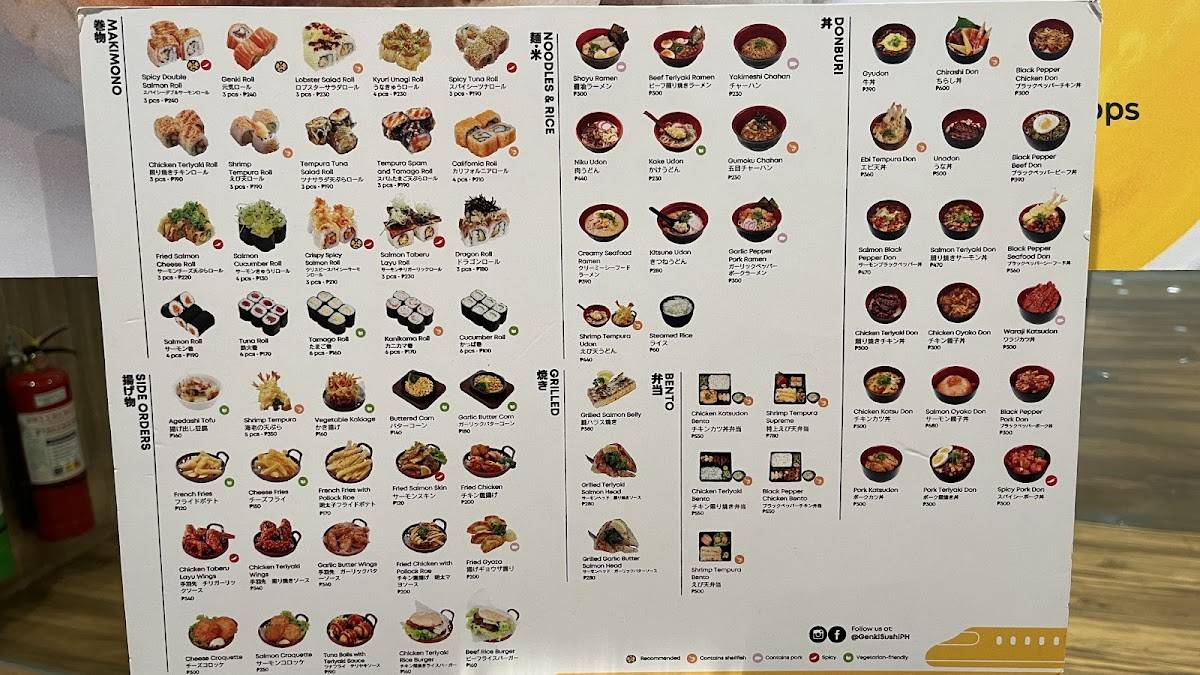 Menu at Genki Sushi • SM Megamall restaurant, Mandaluyong