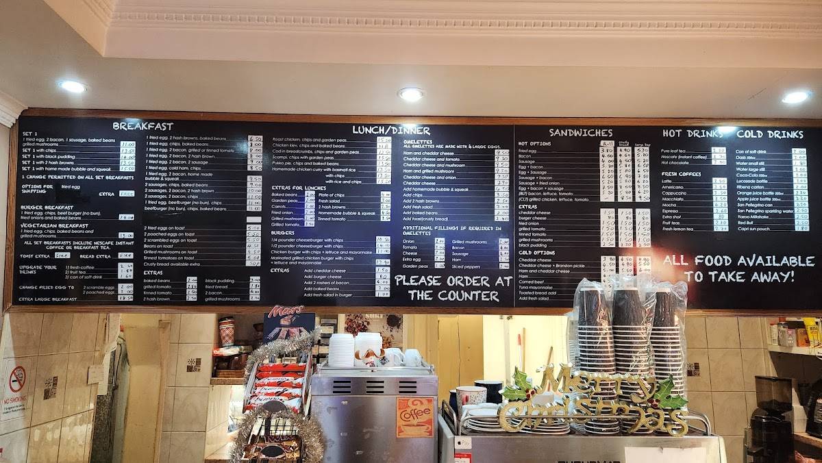 Menu at George's Cafe, London, 36 Blythe Rd