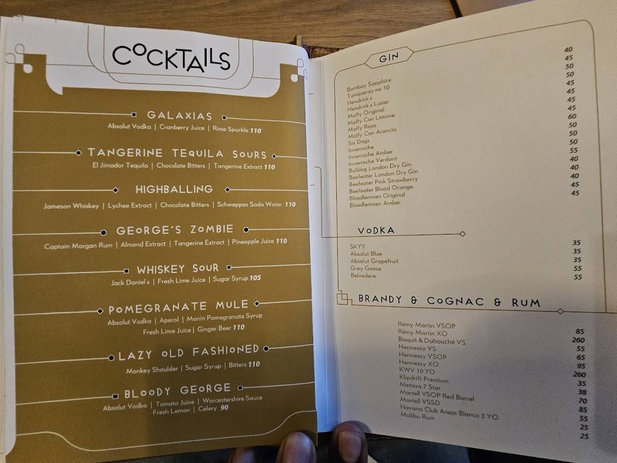 Menu at George's Grill House Bedford restaurant, Johannesburg
