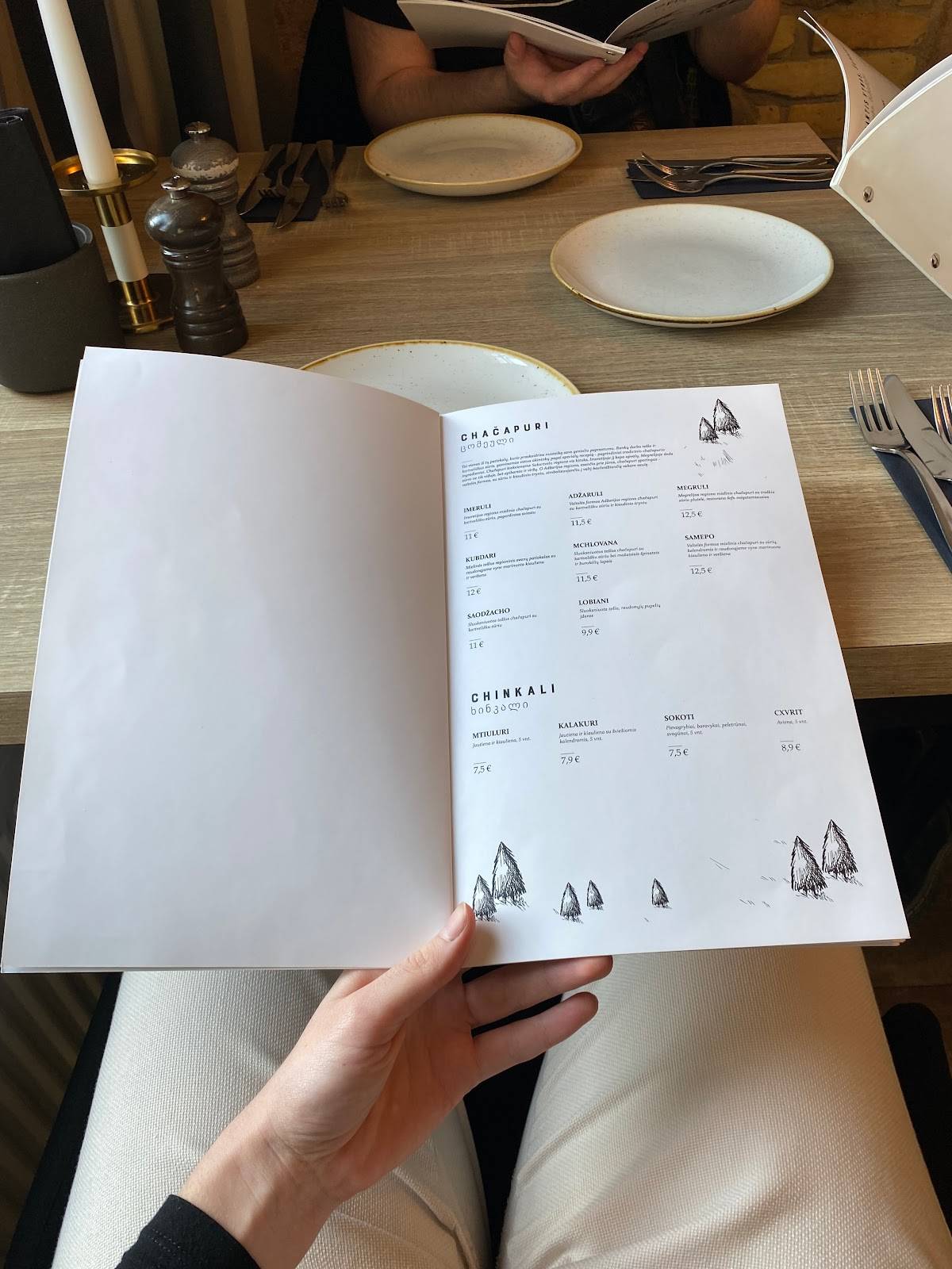 Menu at Georgian House restaurant, Vilnius