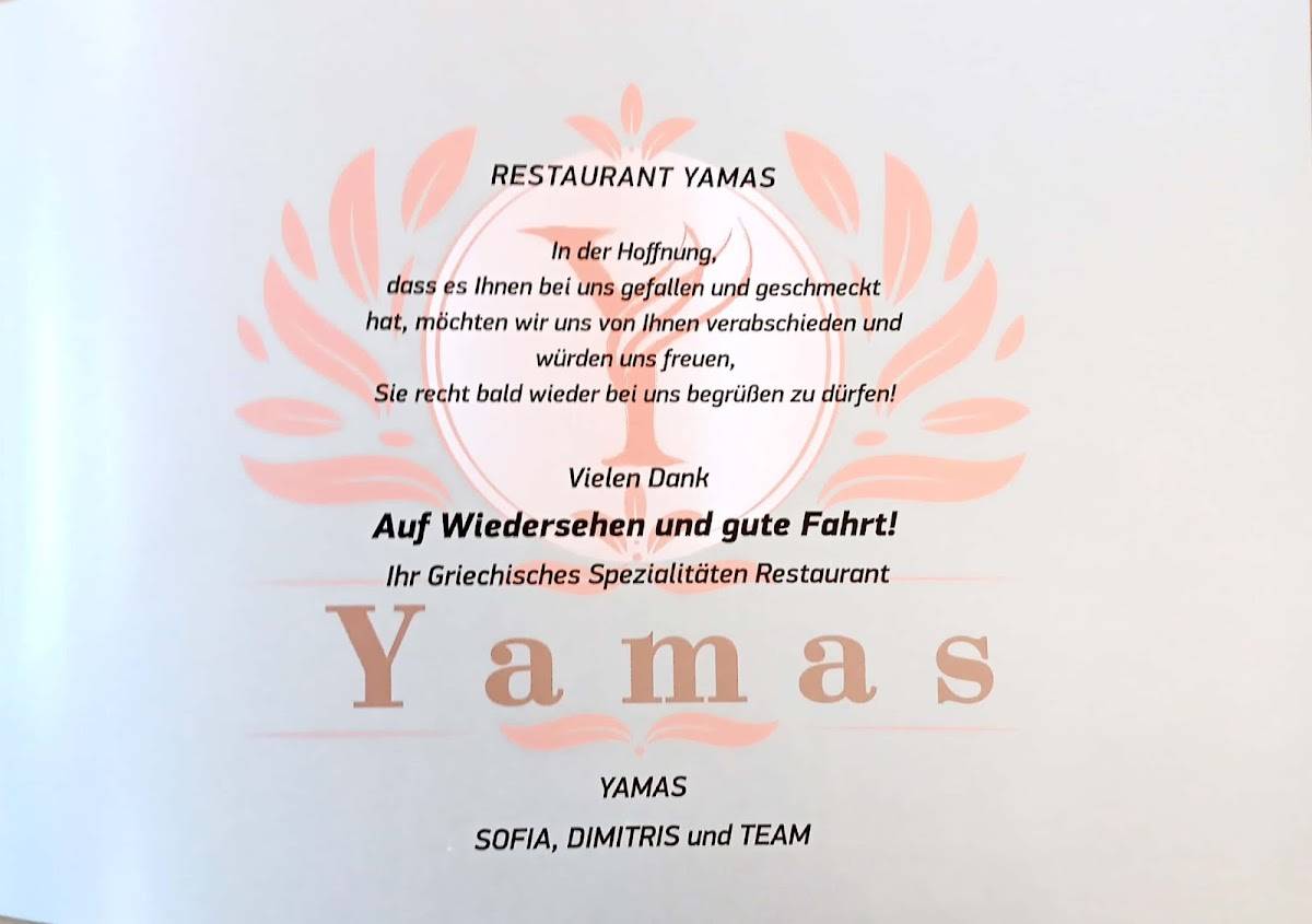 Speisekarte von Yamas restaurant, Gera