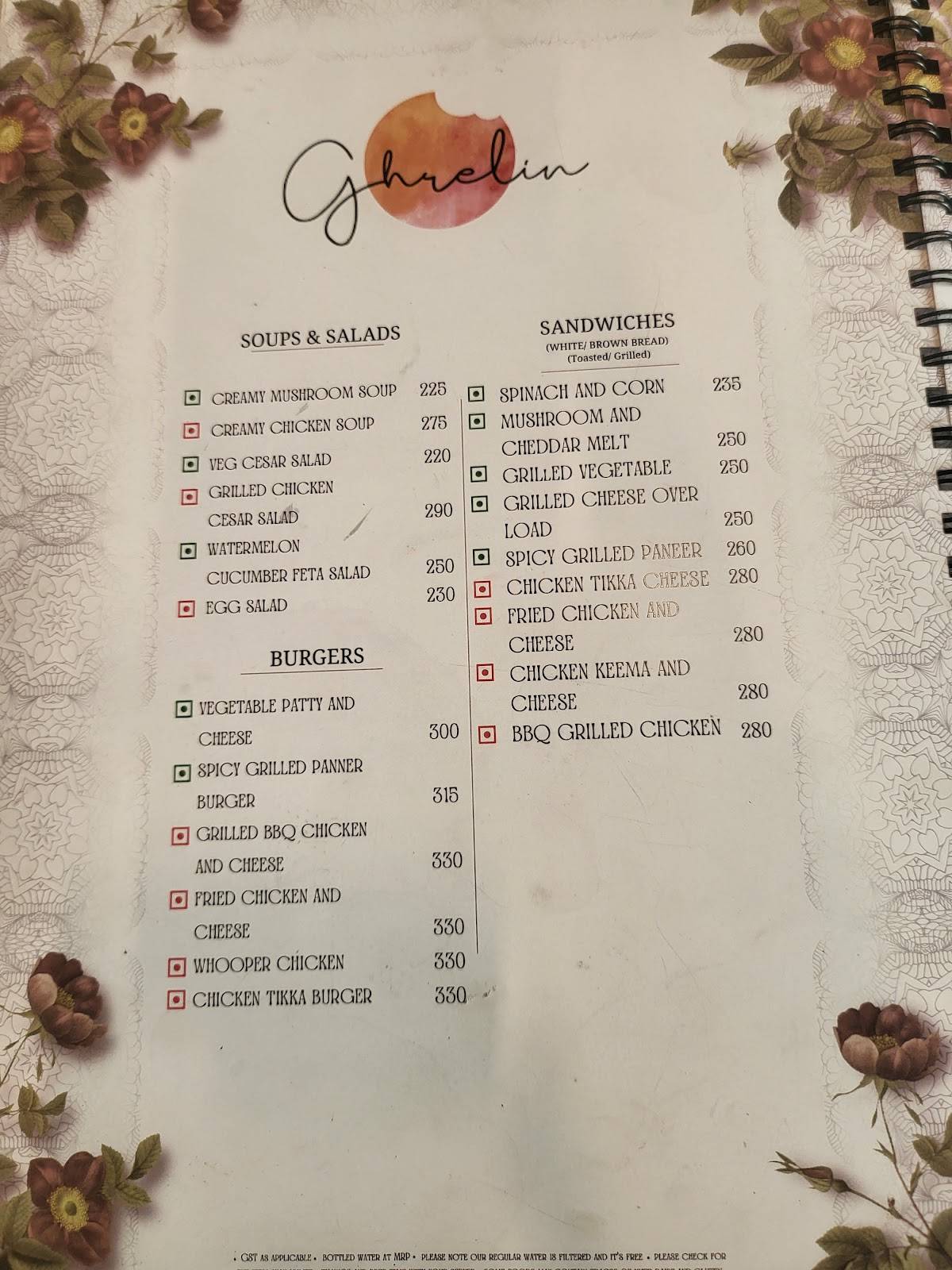 Menu at Ghrelin Cafe and Patisserie - Banjara Hills, Hyderabad, 8-2-585 ...