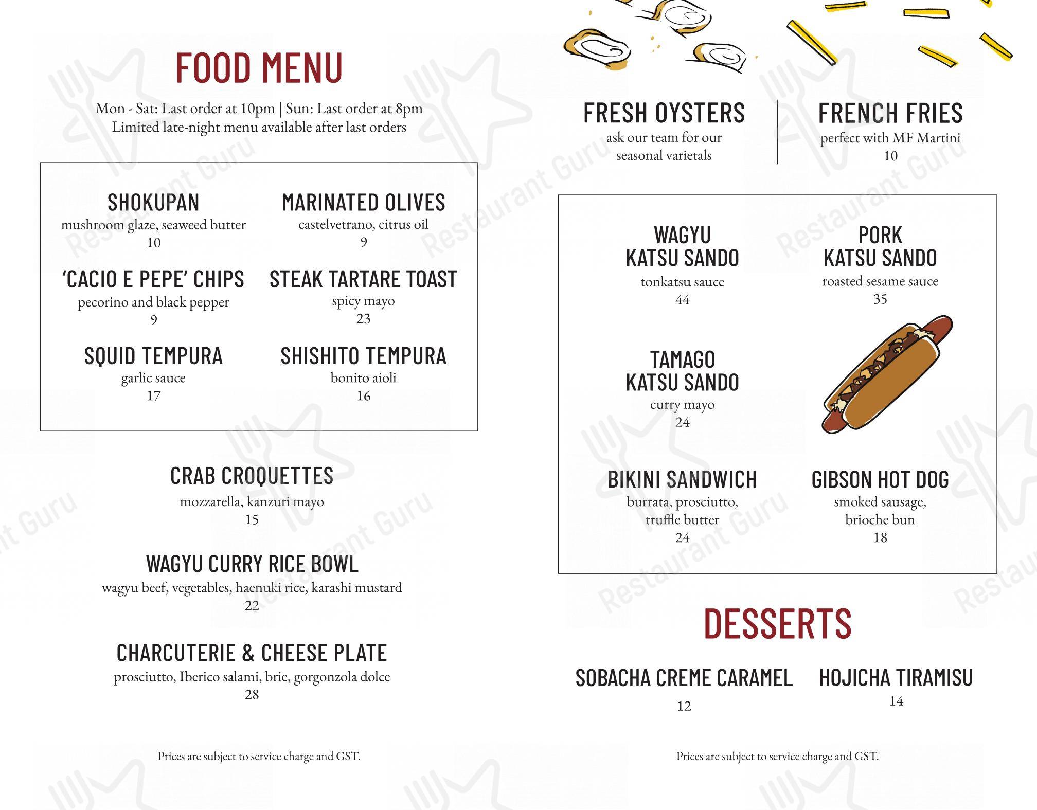 Carta de Gibson Bar, Singapur
