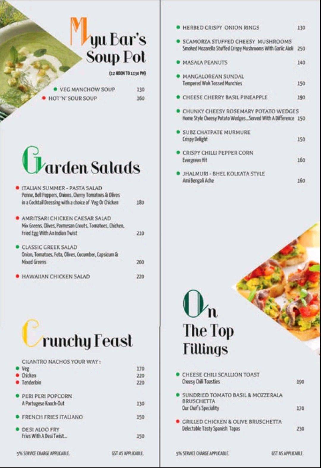 Menu at The Terrace at Gilly's Redefined, Bengaluru