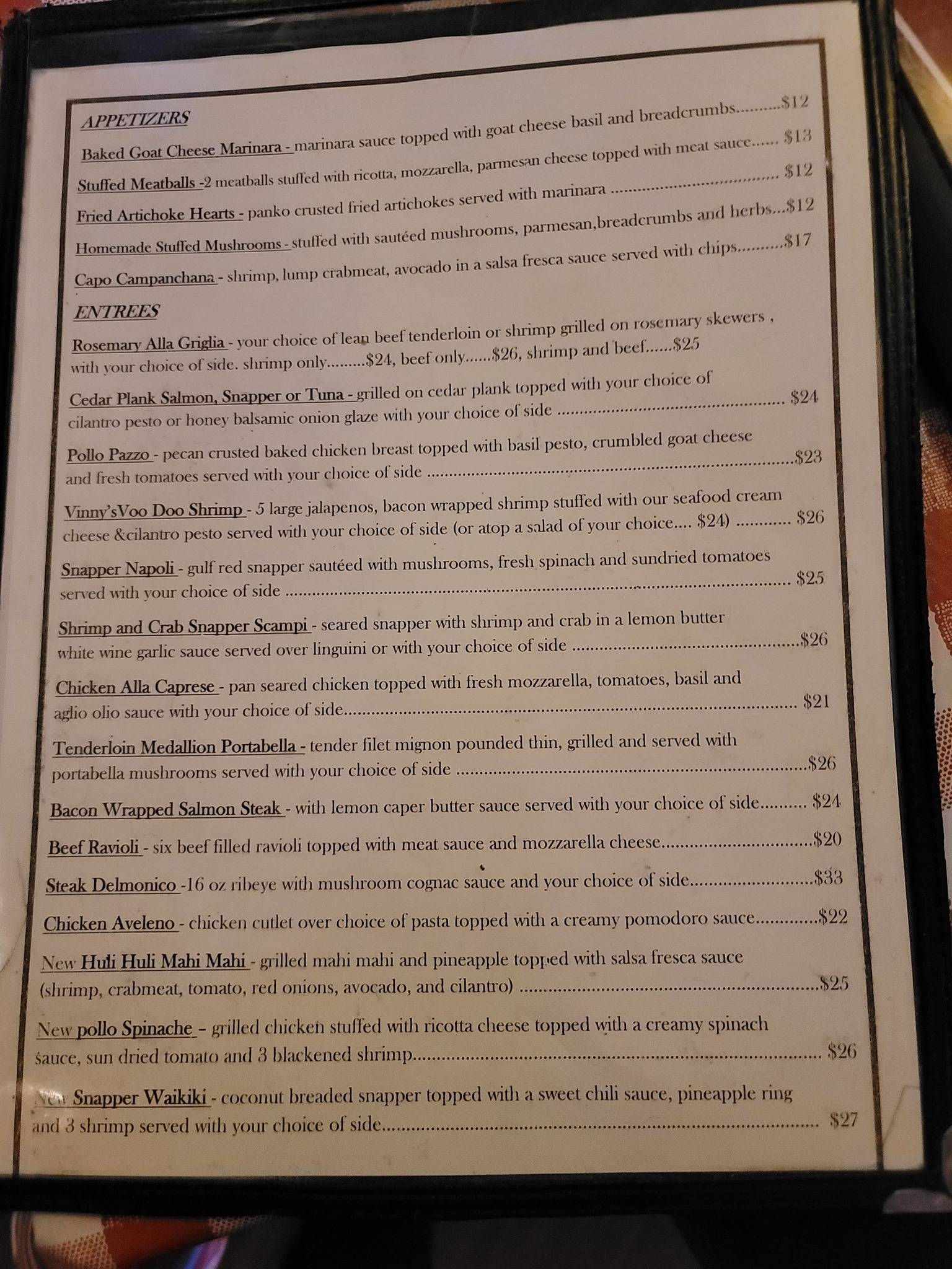 Menu at Giovanni's Italian Kitchen restaurant, Angleton