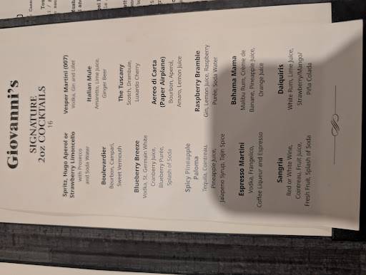 Menu at Giovanni's Restaurant, Sault Ste. Marie