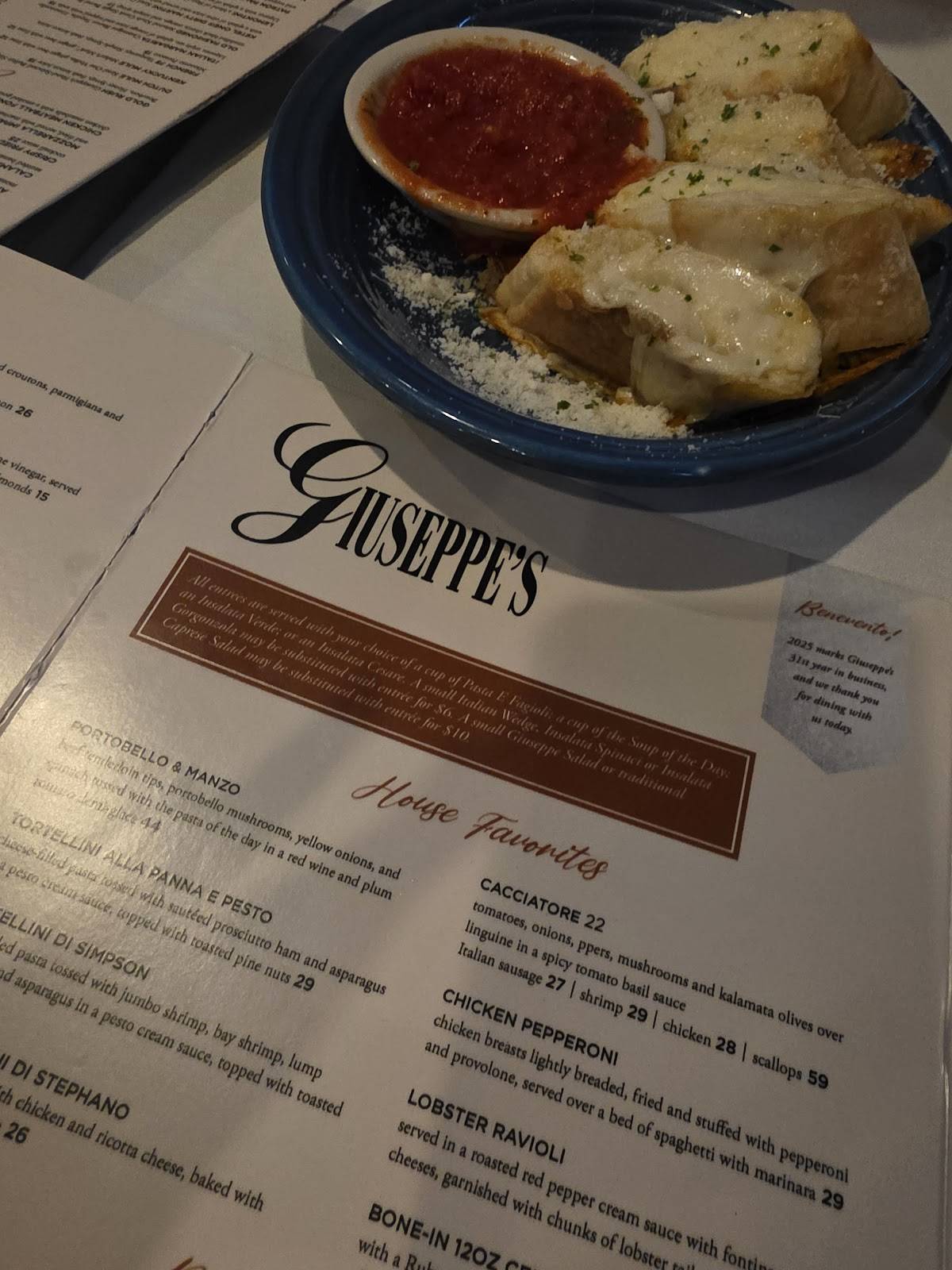 Menu at Giuseppe's Ristorante Italiano pub & bar, Lexington