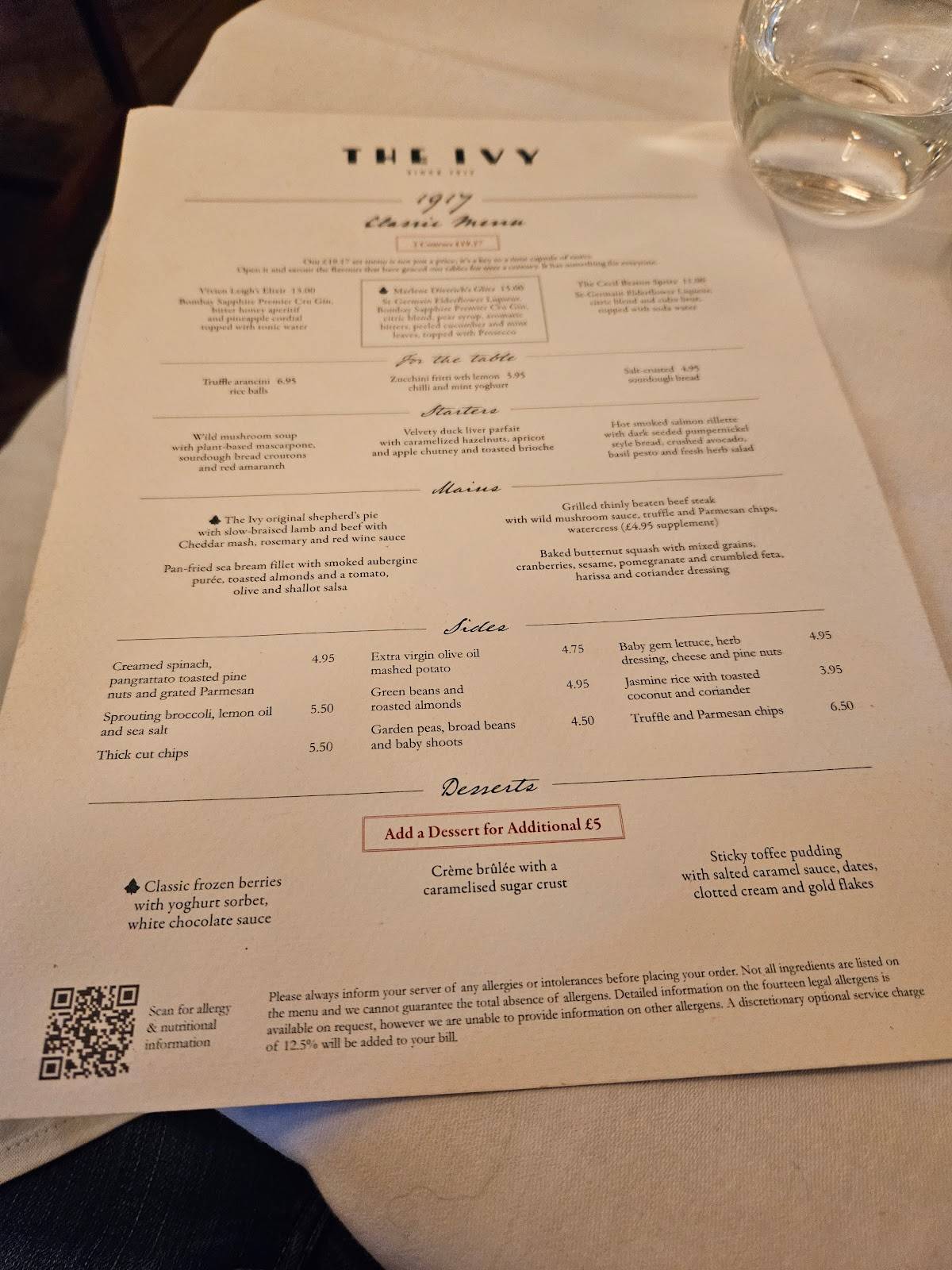 Menu at The Ivy Buchanan Street, Glasgow restaurant, Glasgow, 106 ...