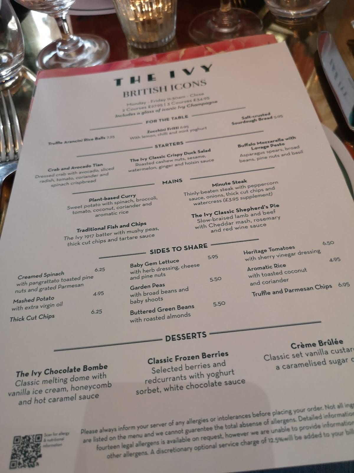 Menu at The Ivy Buchanan Street, Glasgow restaurant, Glasgow, 106 ...