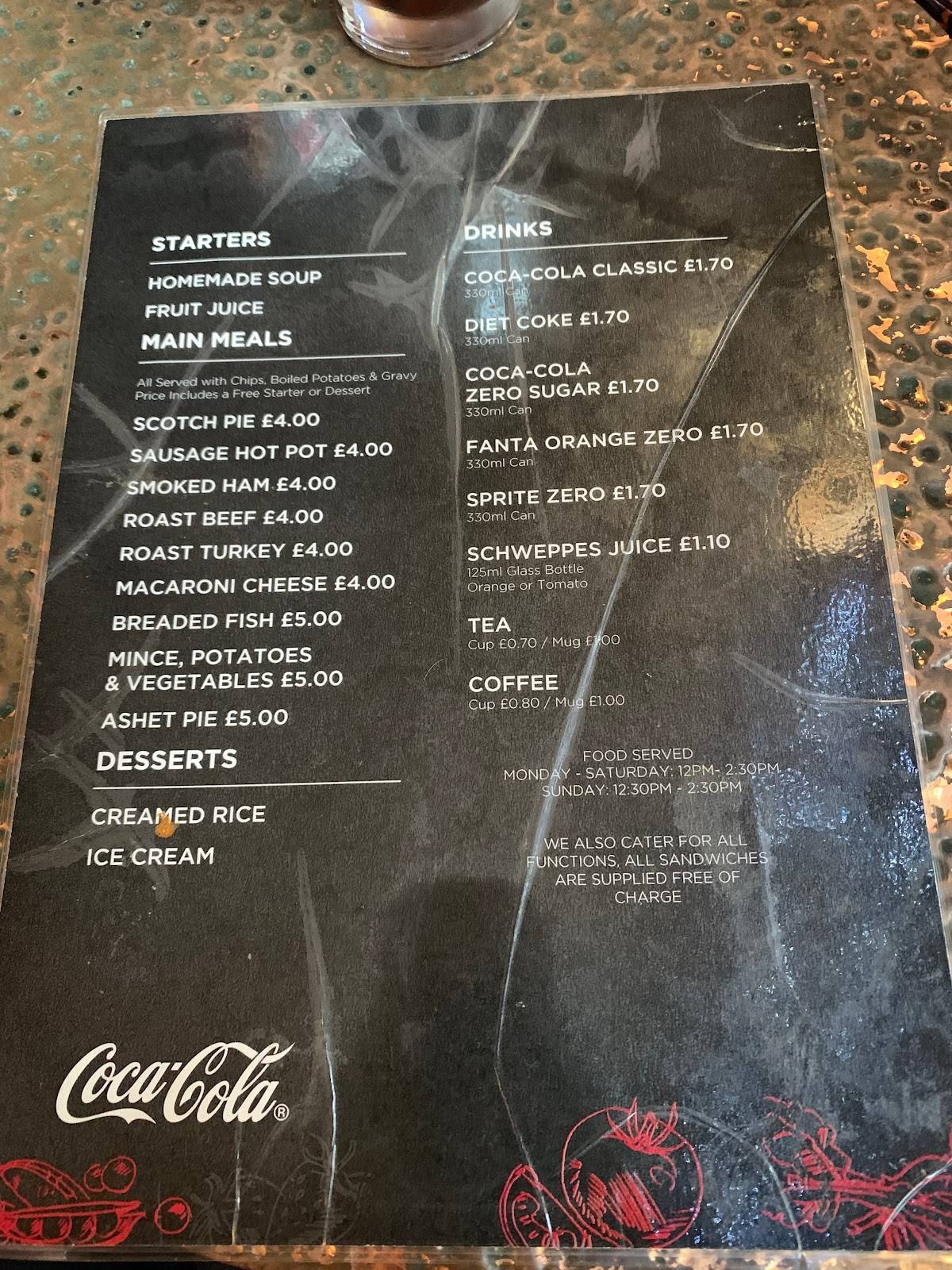 Menu at Glasgow's Star Bar, Glasgow, 537-539 Eglinton St