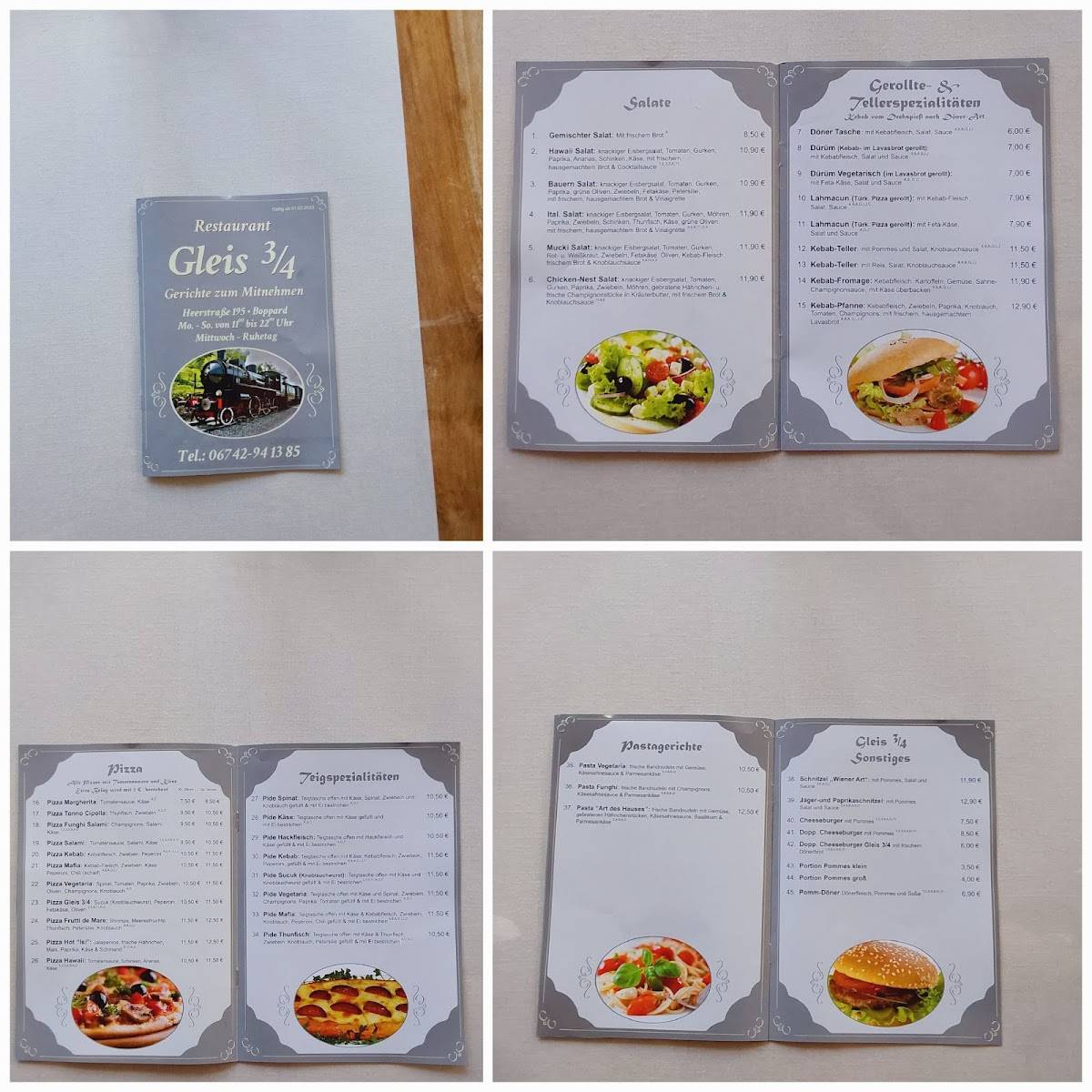 Speisekarte von Gleis 3/4 restaurant, Boppard