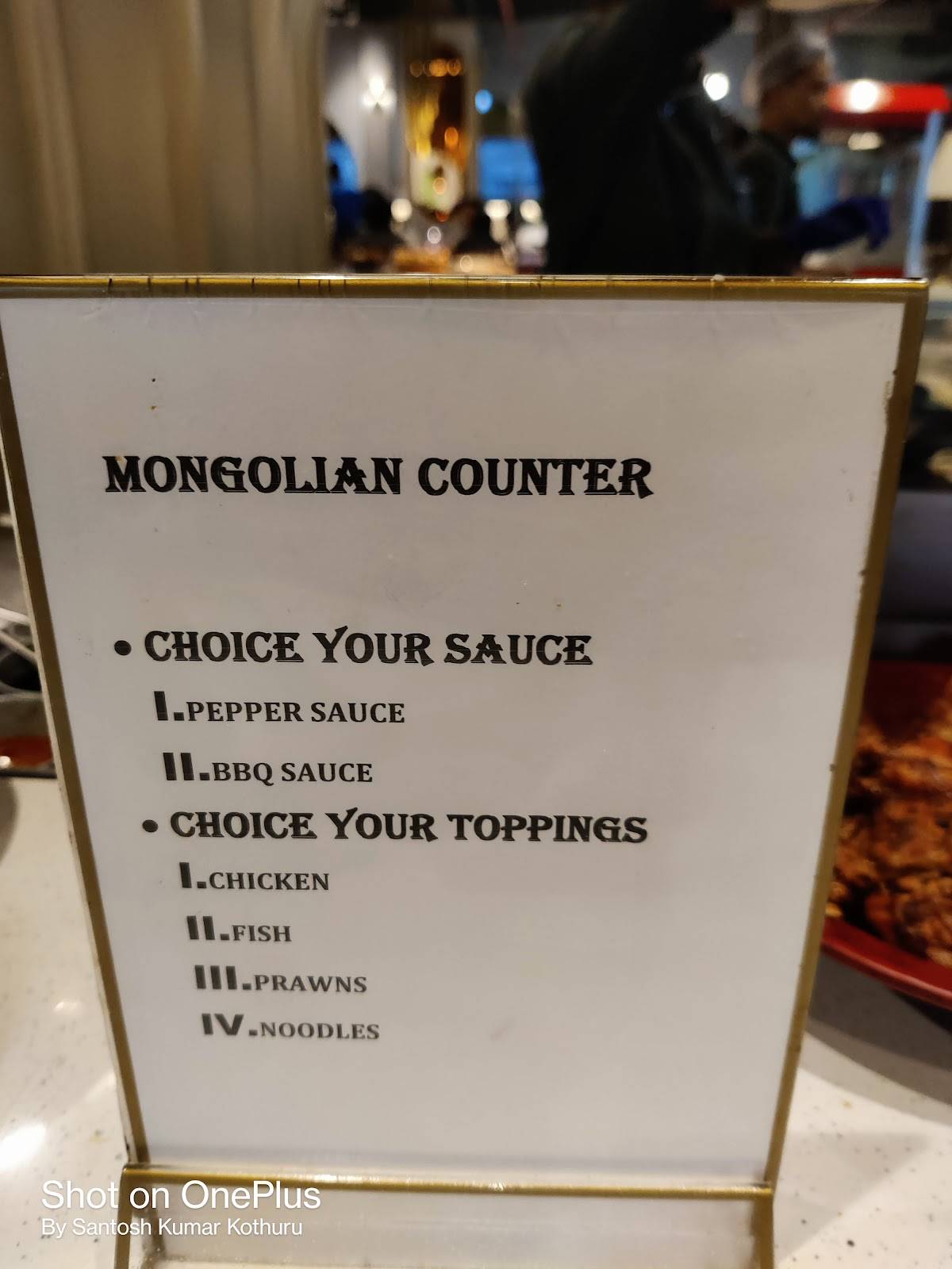 Menu at Globe Buffetio, Hyderabad