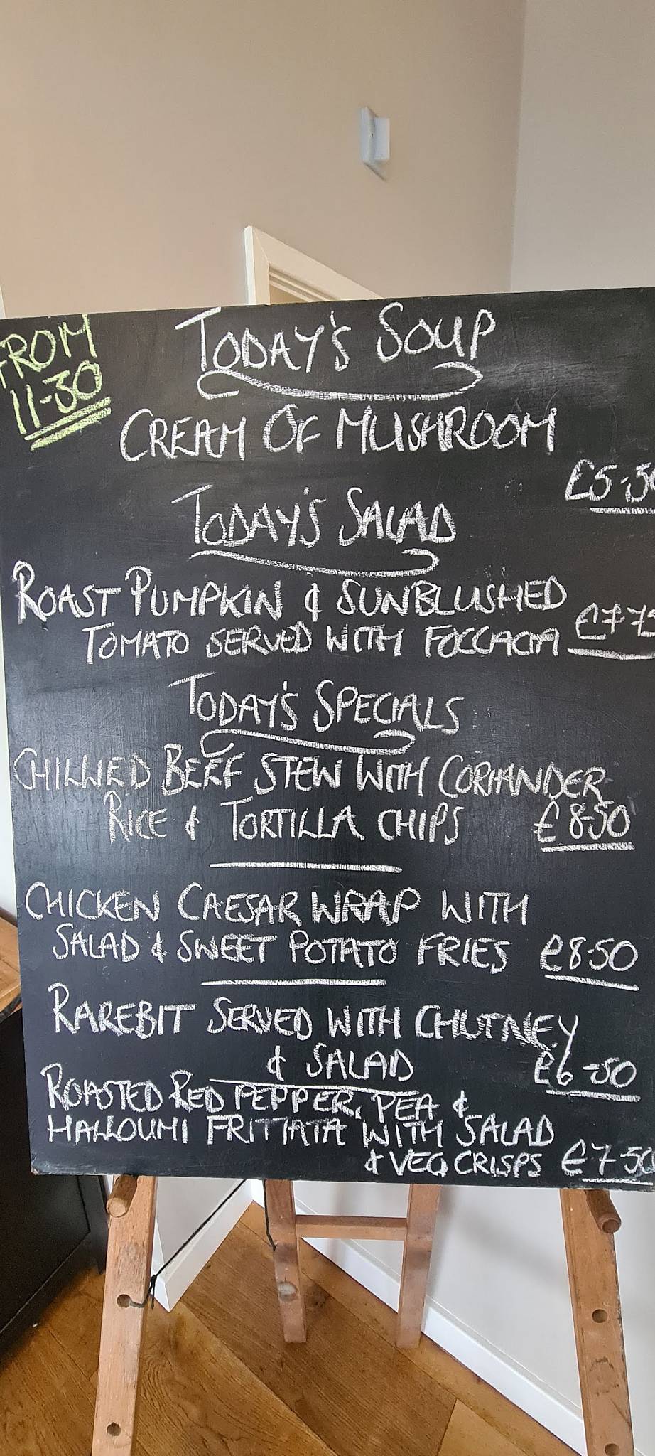 Menu at Goat Gap Cafe, Clapham cum Newby