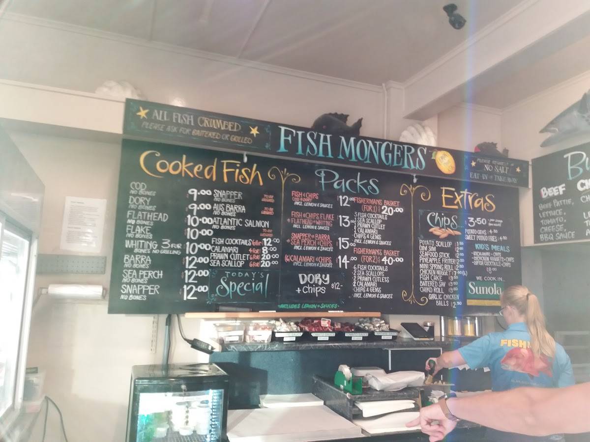 Menu at Burleigh Heads Fishmongers restaurant, Burleigh Heads
