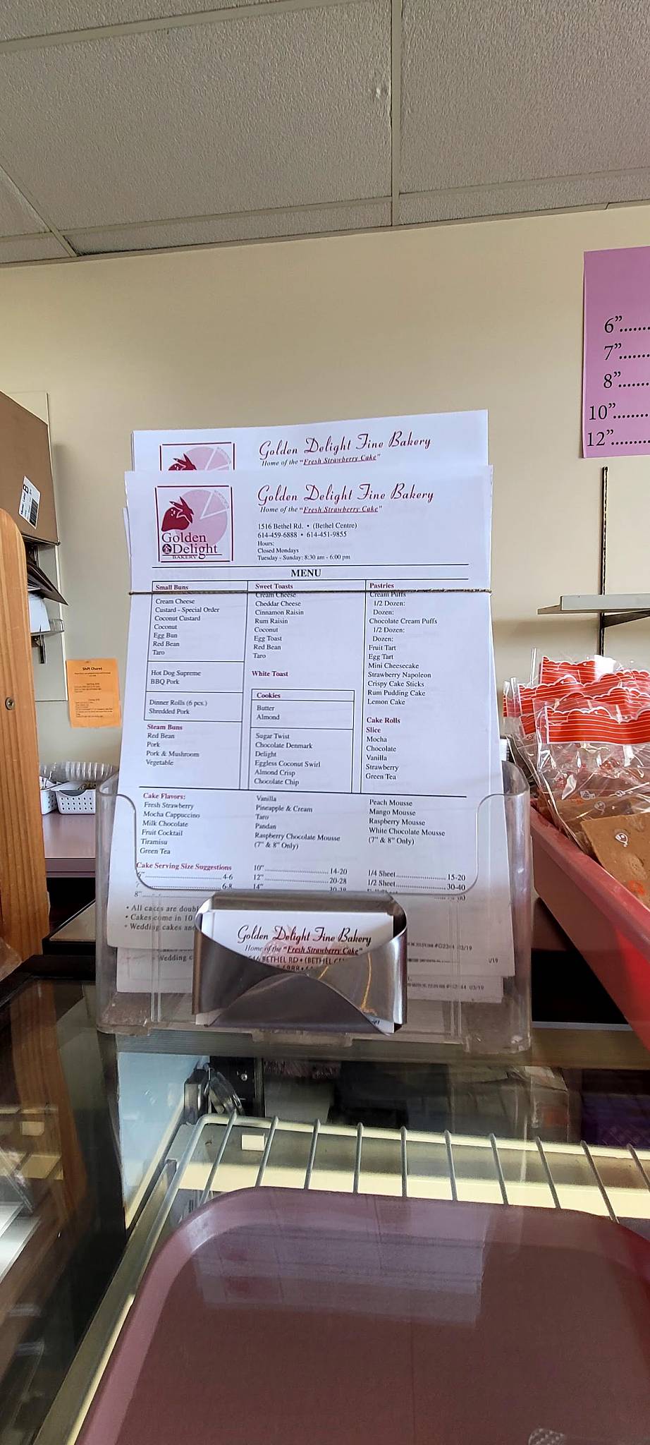 Menu at Golden Delight Bakery, Columbus, Bethel Rd