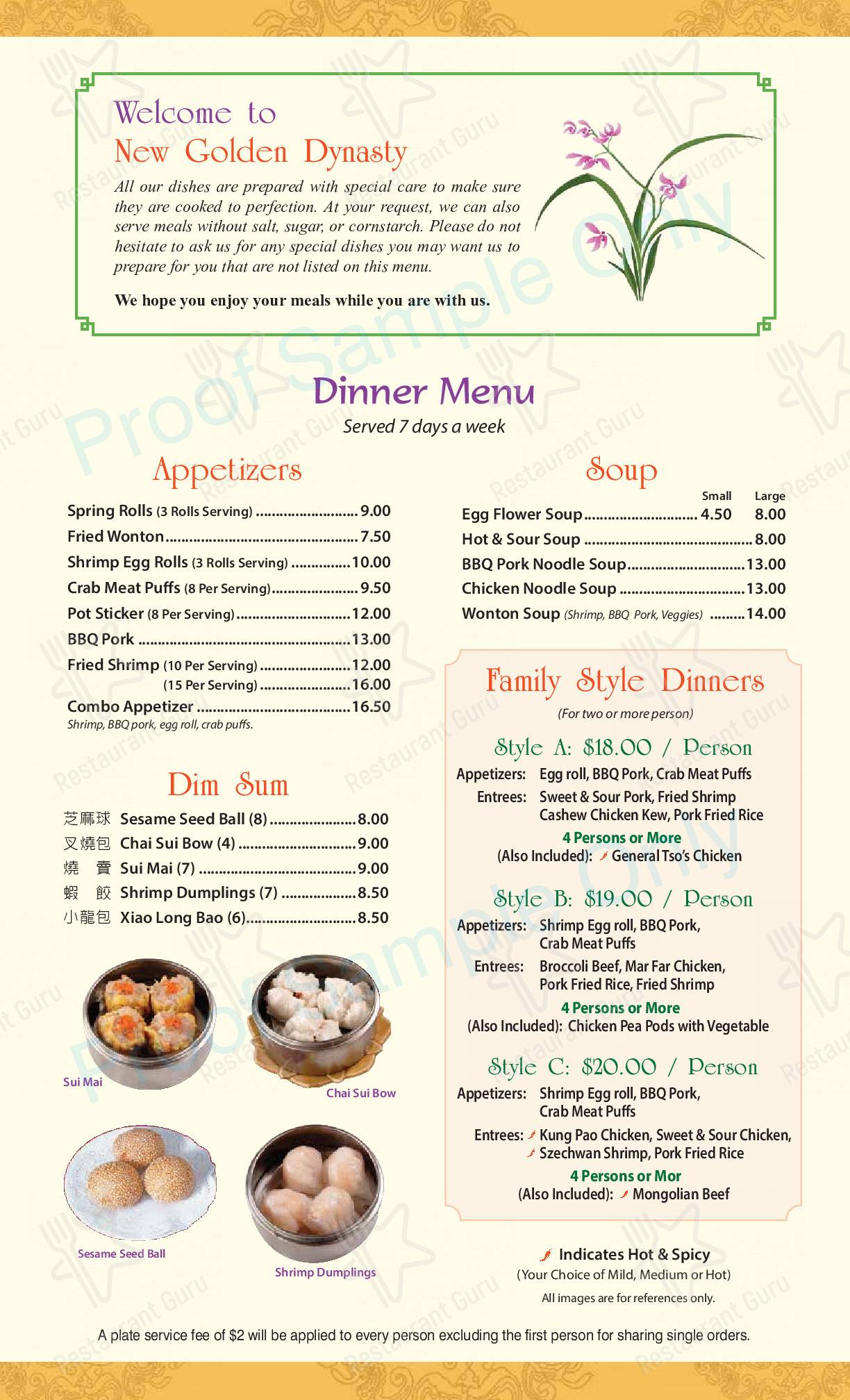 Menu at Golden Dynasty Restaurant, Ashland