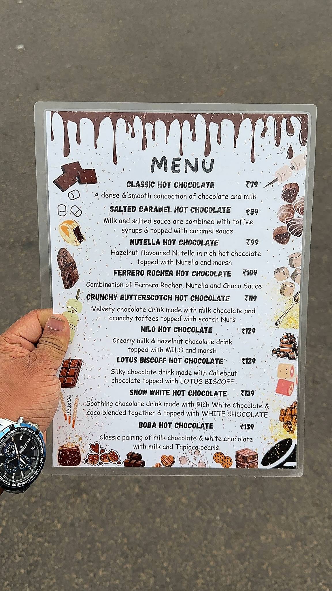 Menu at Golden Hot Chocolate Spot, Chennai