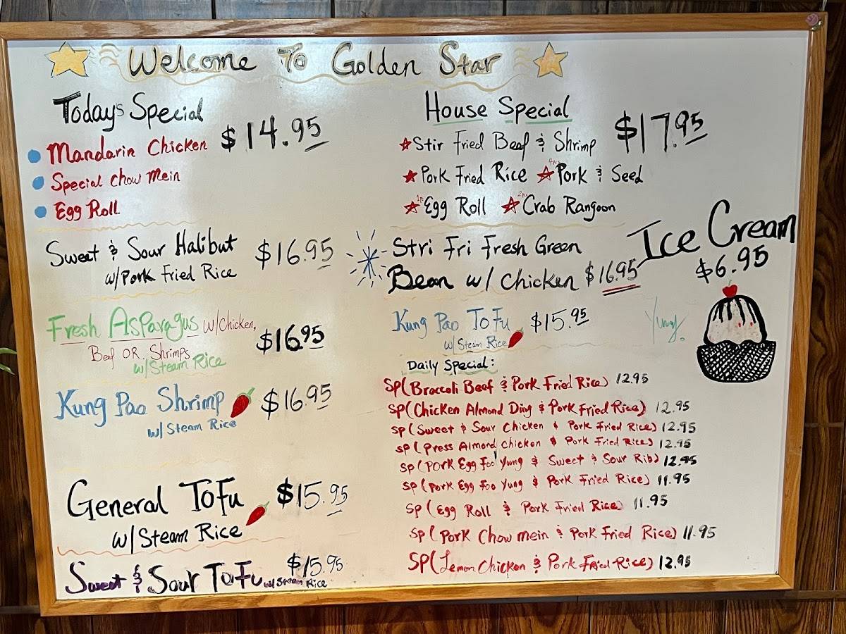 Menu at Golden Star Restaurant, Boise