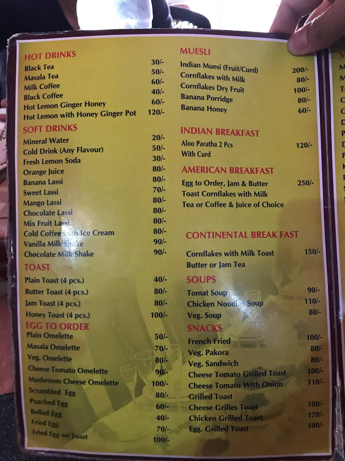 Menu at Good Vibes Cafe, Agra