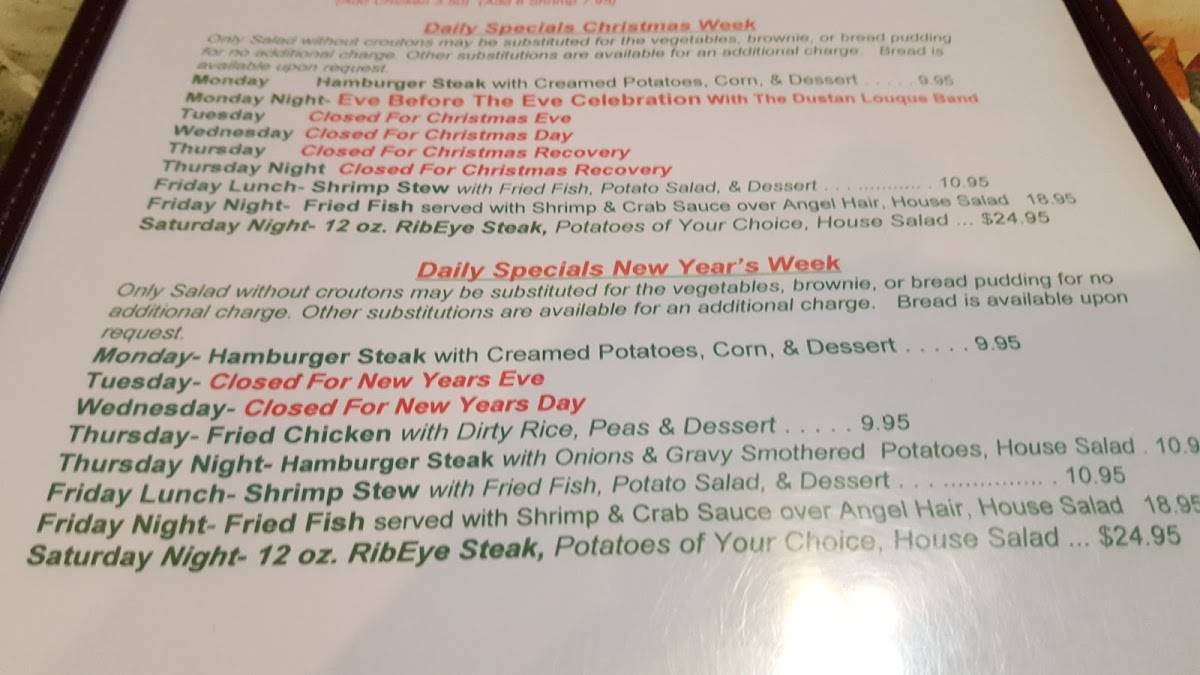 Menu at Nobile's Restaurant & Bar, Lutcher