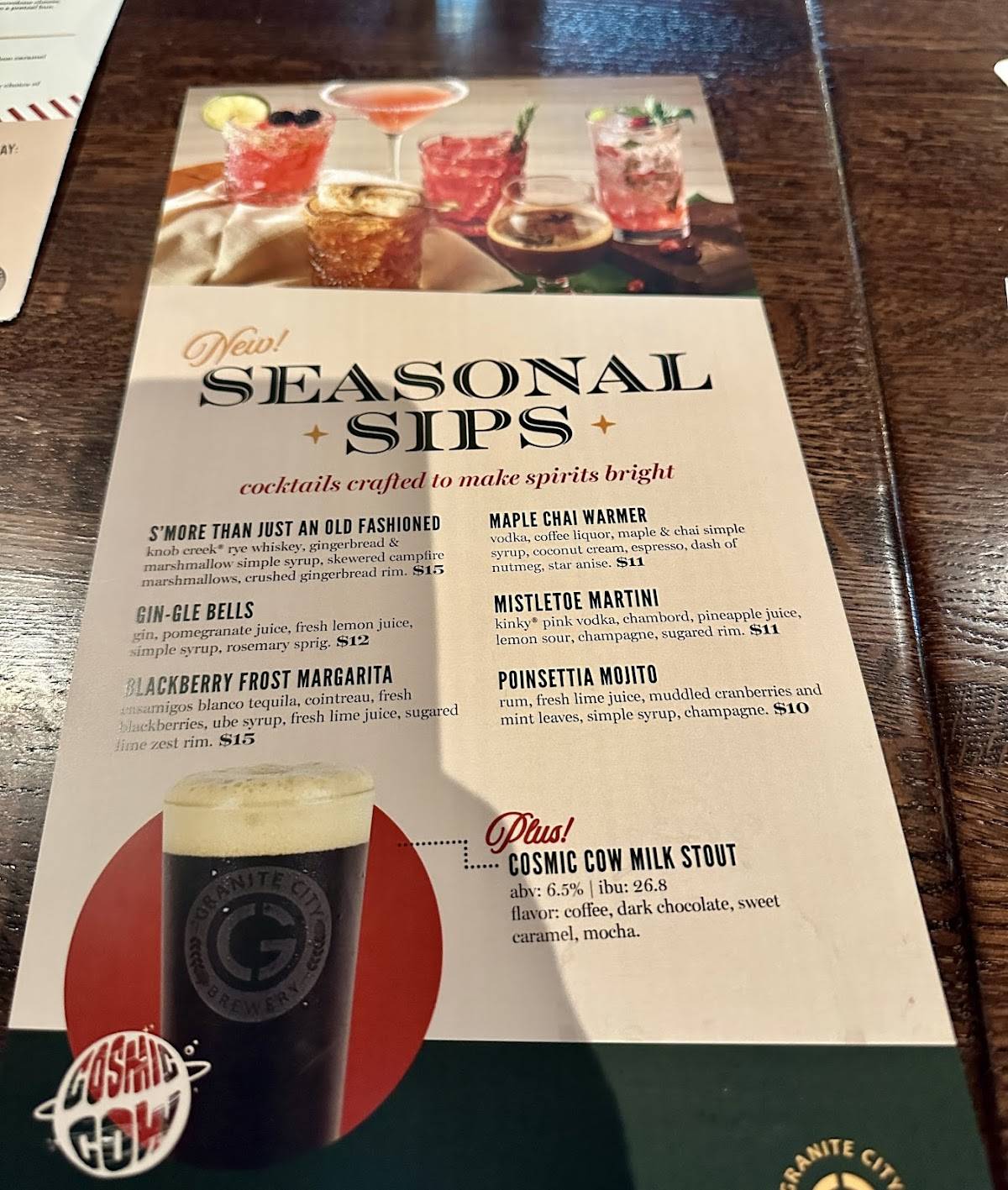 Menu at Granite City Food & Brewery restaurant, Lincoln