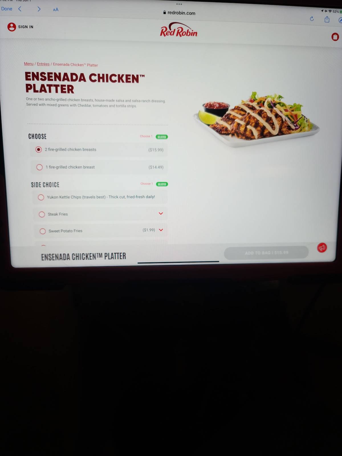 Menu at Red Robin Gourmet Burgers and Brews restaurant, Grants Pass