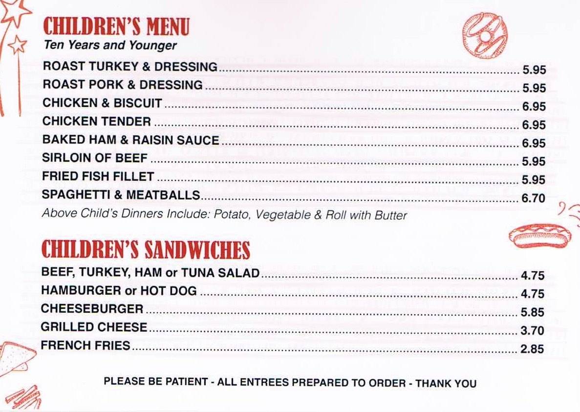 Menu at Dobb's Country Kitchen restaurant, Hallstead