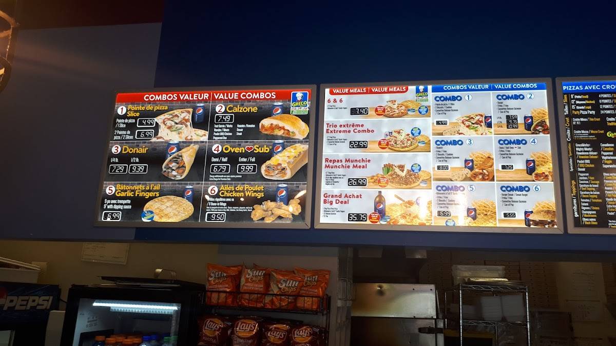 Menu au Greco Pizza pizzeria, Caraquet, 181 W St Peter Blvd