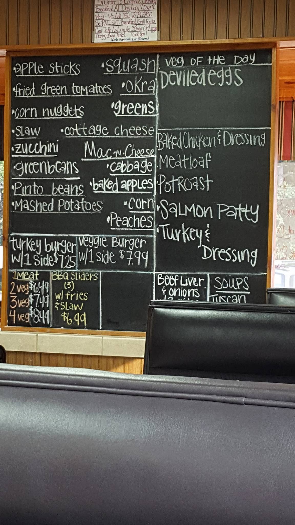 Menu at Aunt Bea's Home Cooking restaurant, Greeneville