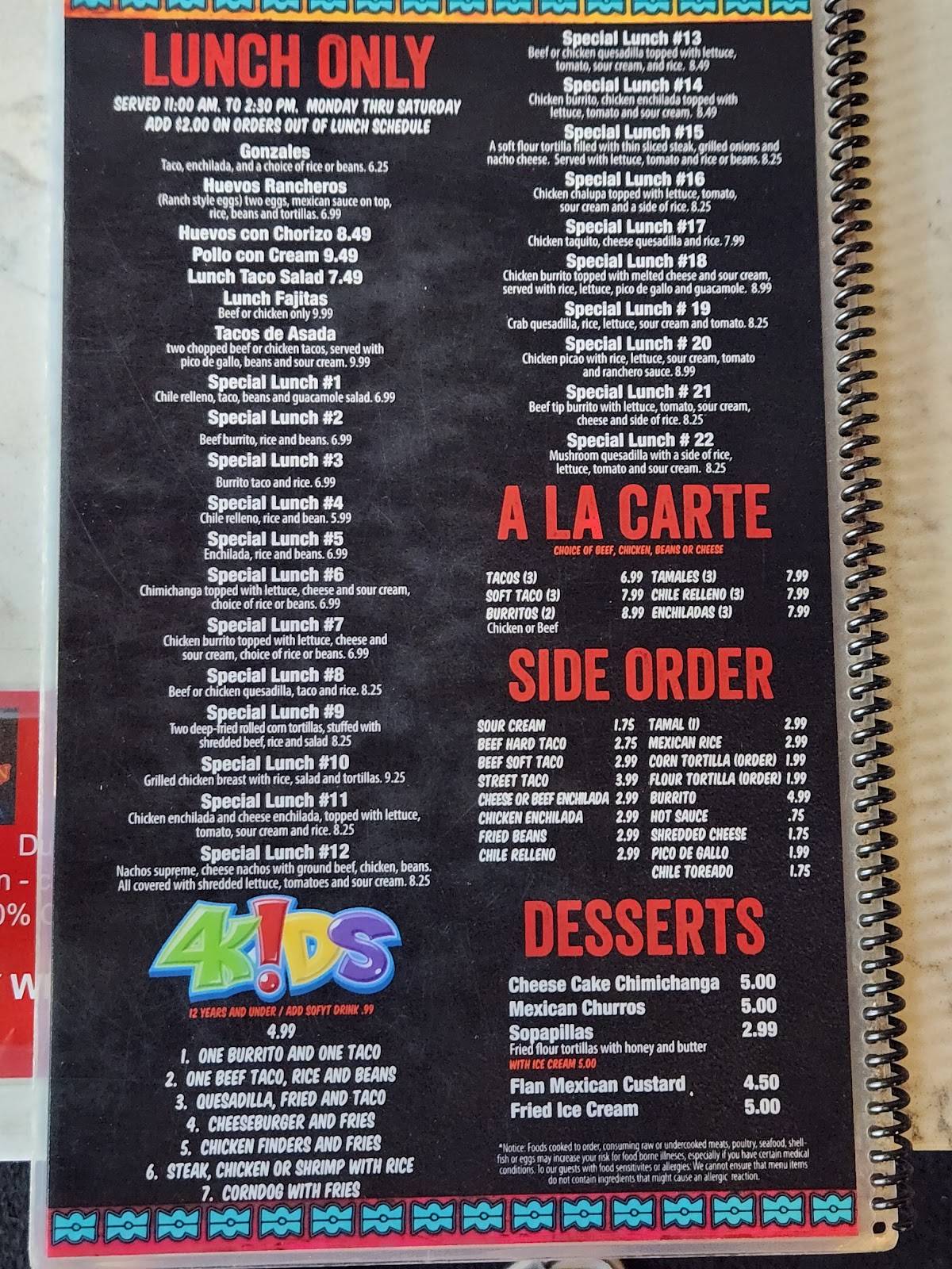 Menu at Don Patron Mexican Grill restaurant, Greensburg
