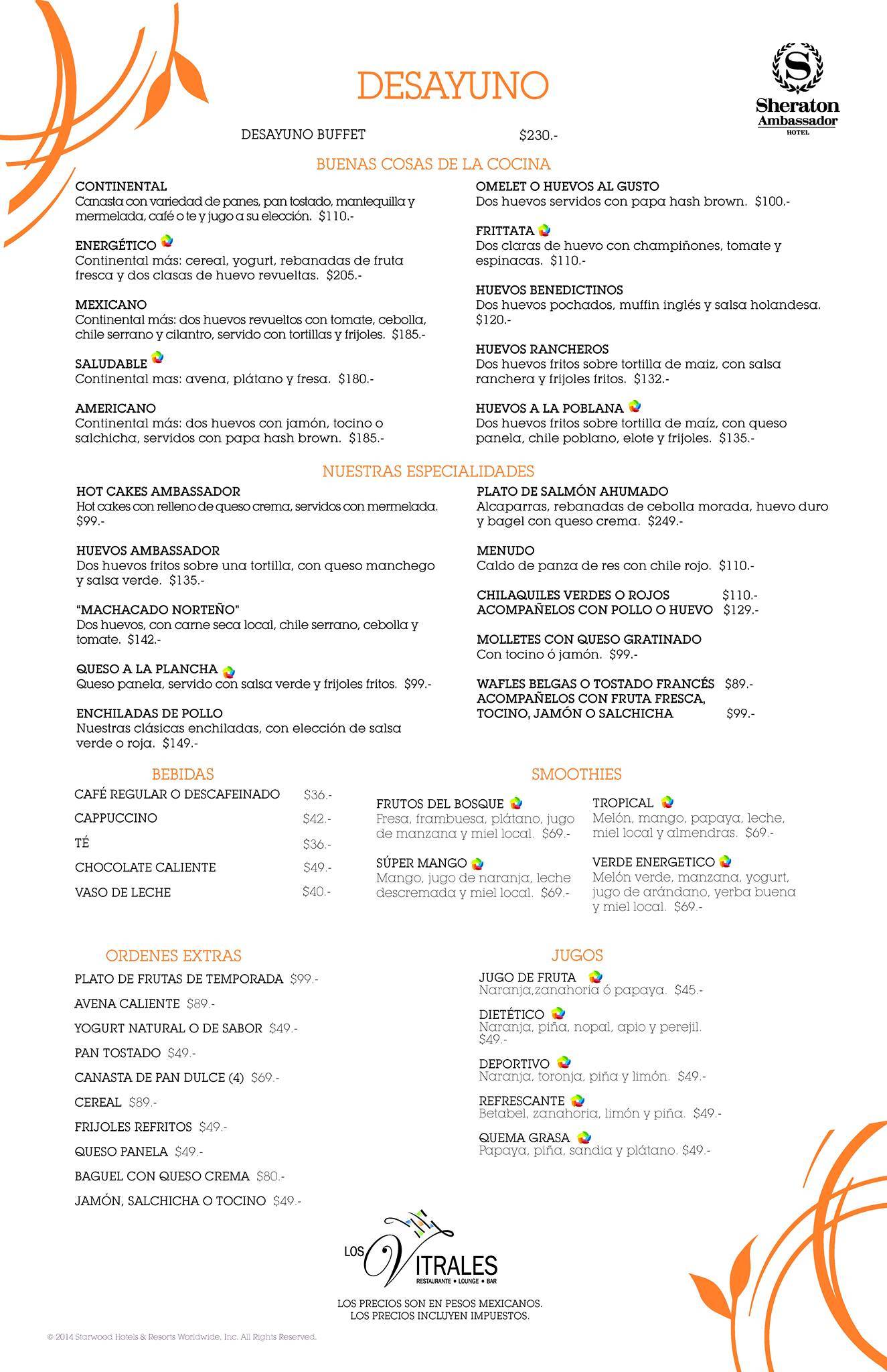 Menu at Grill & Vine restaurant, Monterrey