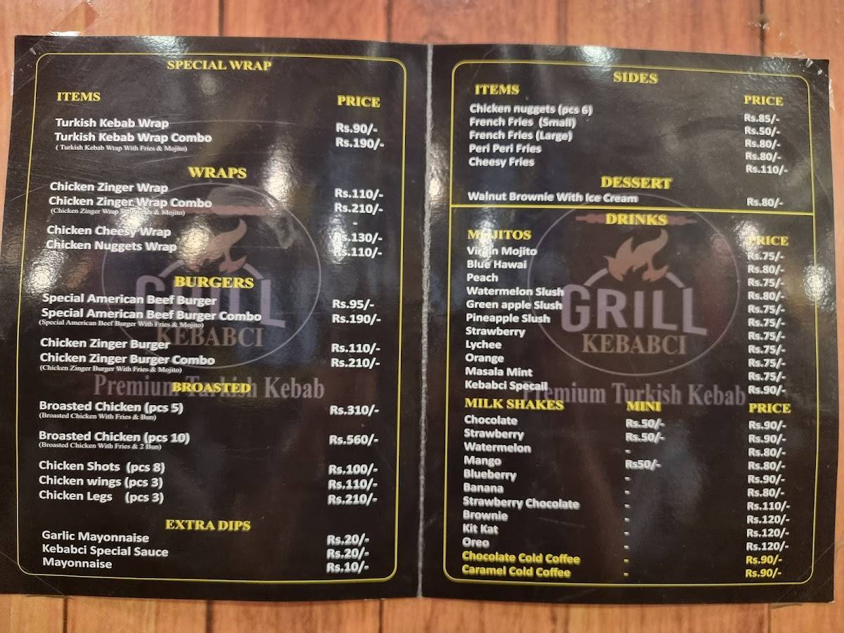 Menu at Grill kebabci, Hyderabad