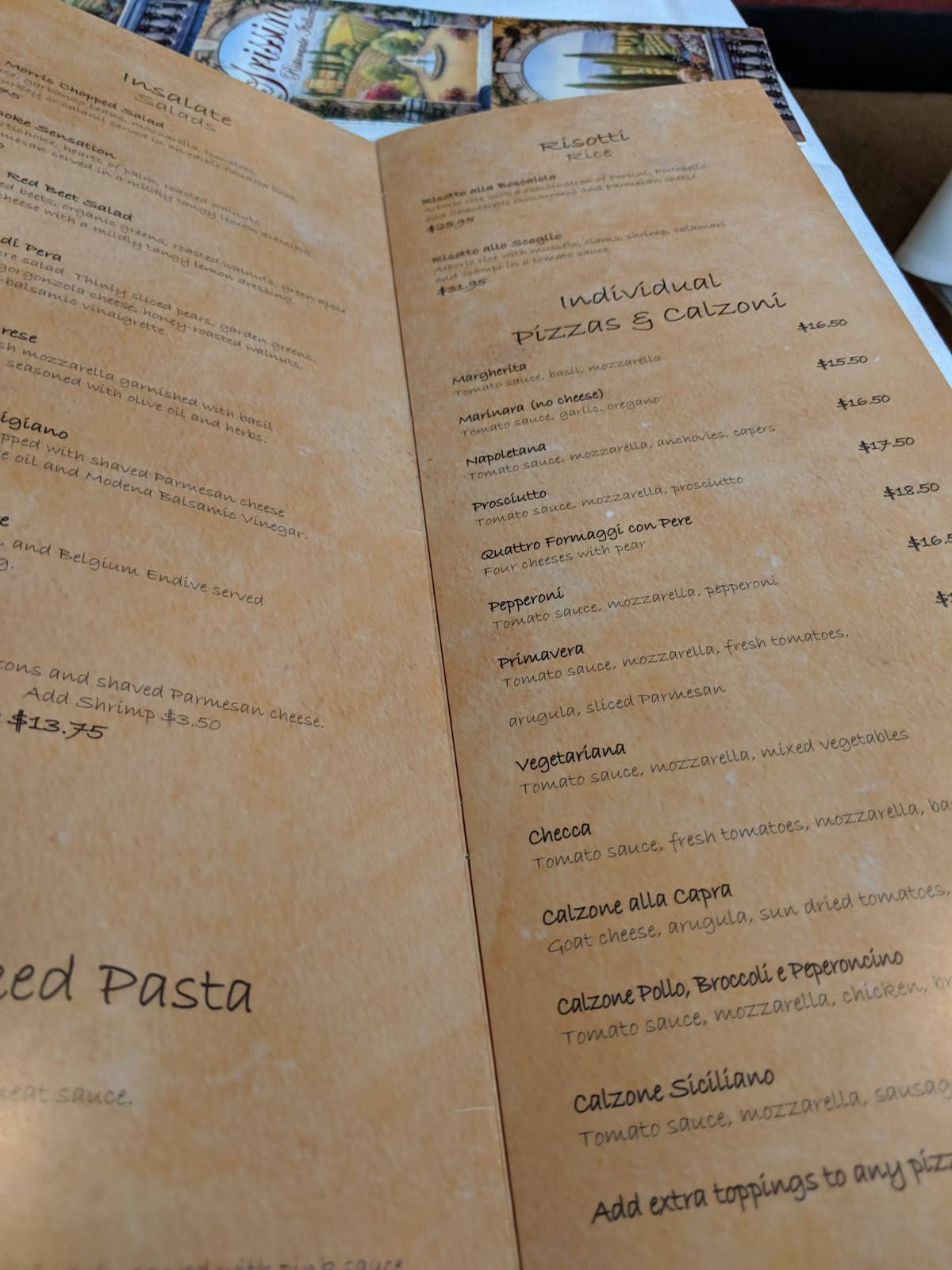 Menu at Grissini Ristorante Italiano restaurant, Agoura Hills