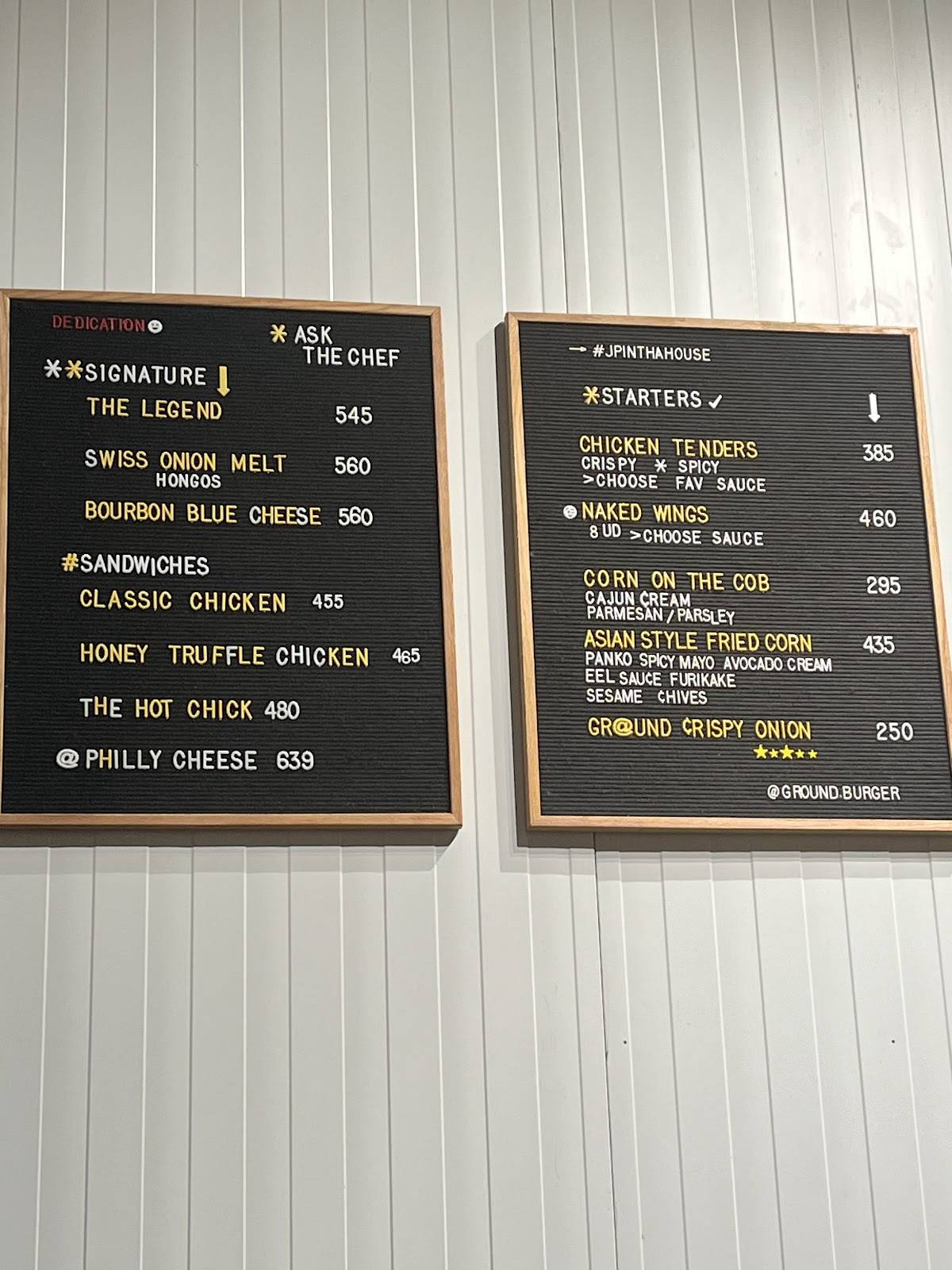 Menu at Ground Burger restaurant, Santo Domingo