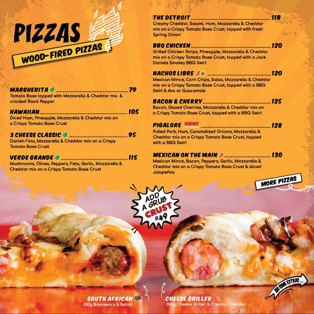 Menu at GrubHouse Diner restaurant, Trichardt