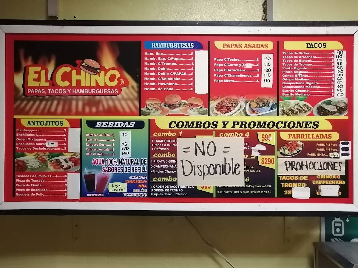 Carta del restaurante El Chino Jr., Guadalupe, Av. A. Ruiz Cortines Pte ...