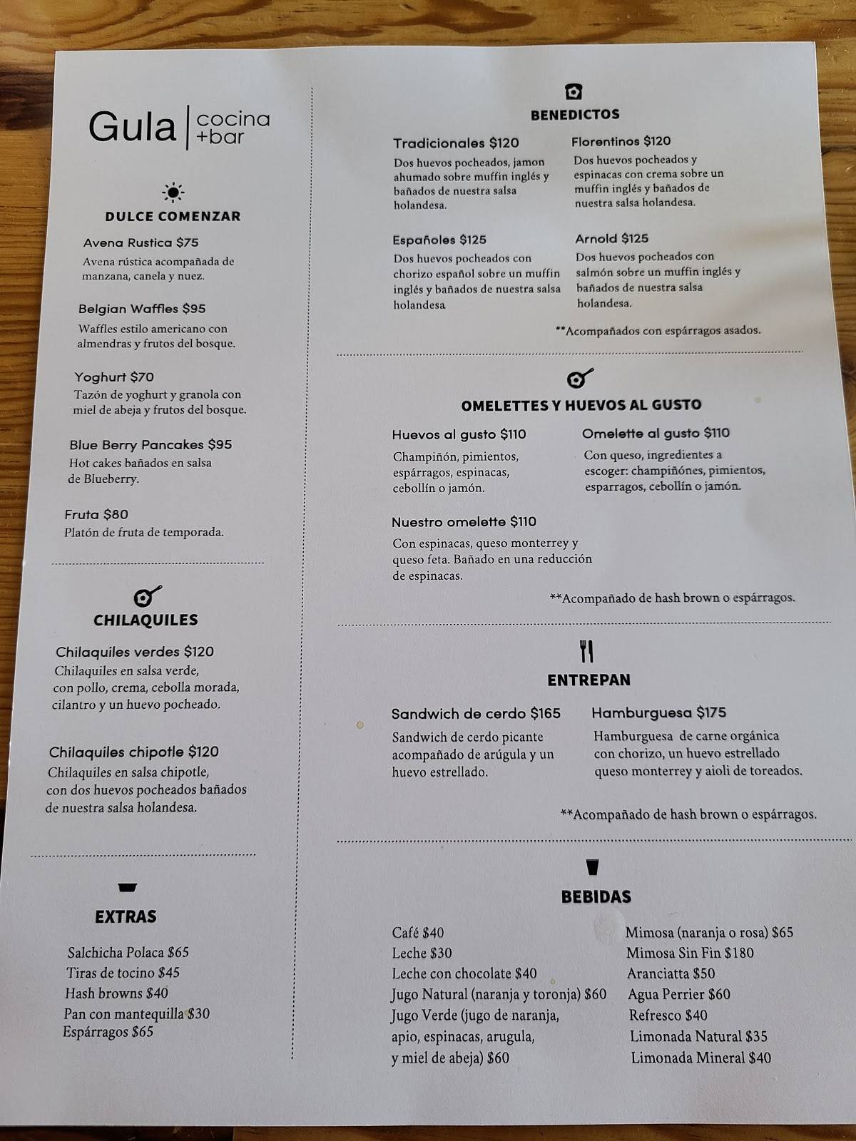 Menu at Gula Cocina + Bar (Senecú), Ciudad Juarez, Av. Antonio J ...