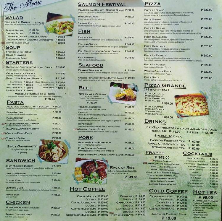 Menu at Gustav Cafe, Muntinlupa, C28R+4G2
