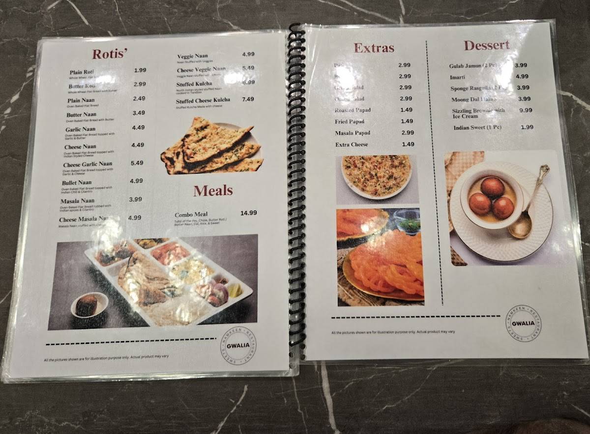 Menu at Gwalia Sweets, Namkeen, and Restaurant, Frisco