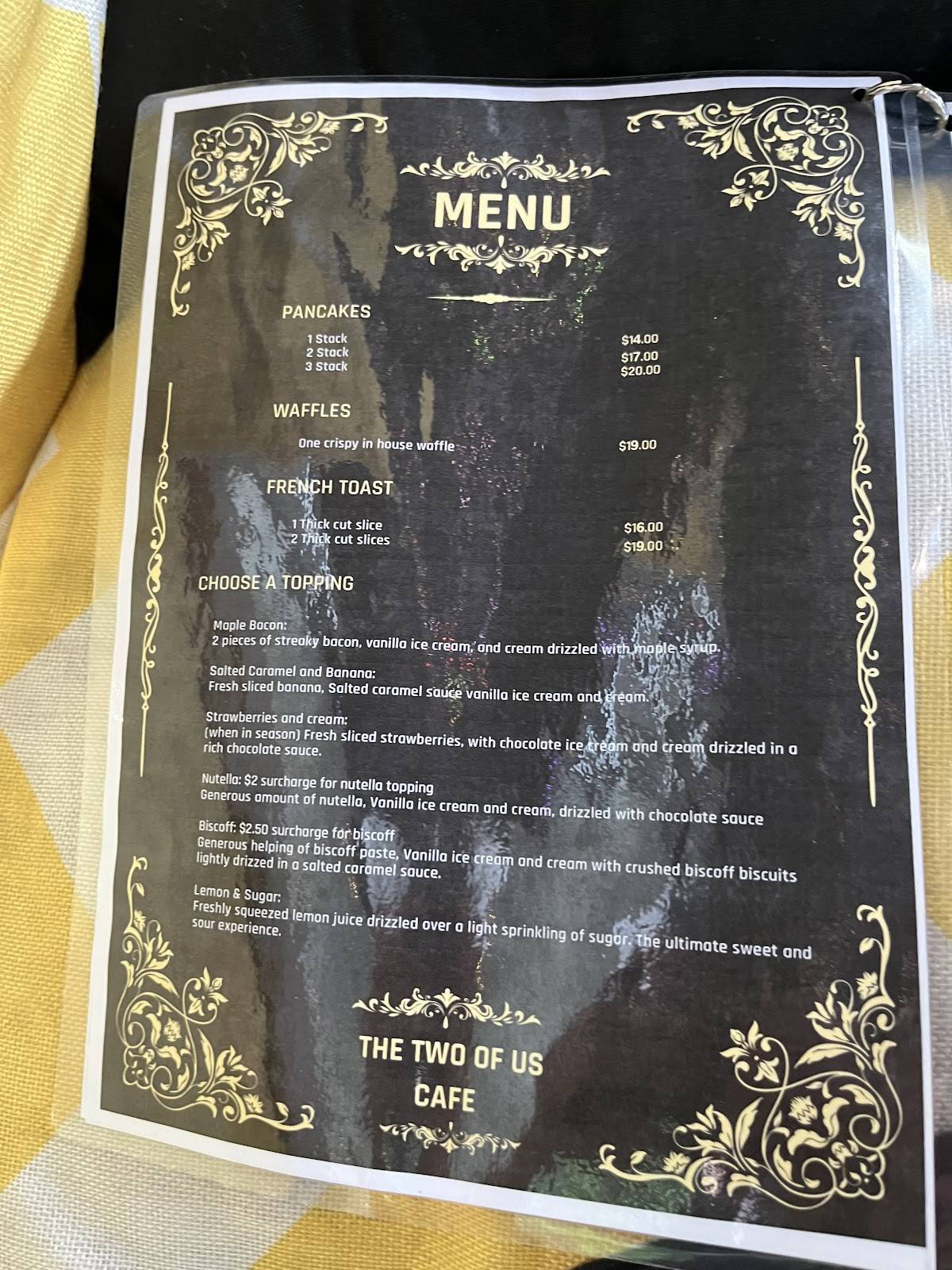 Menu at The Two Of Us Cafe Gympie, Gympie