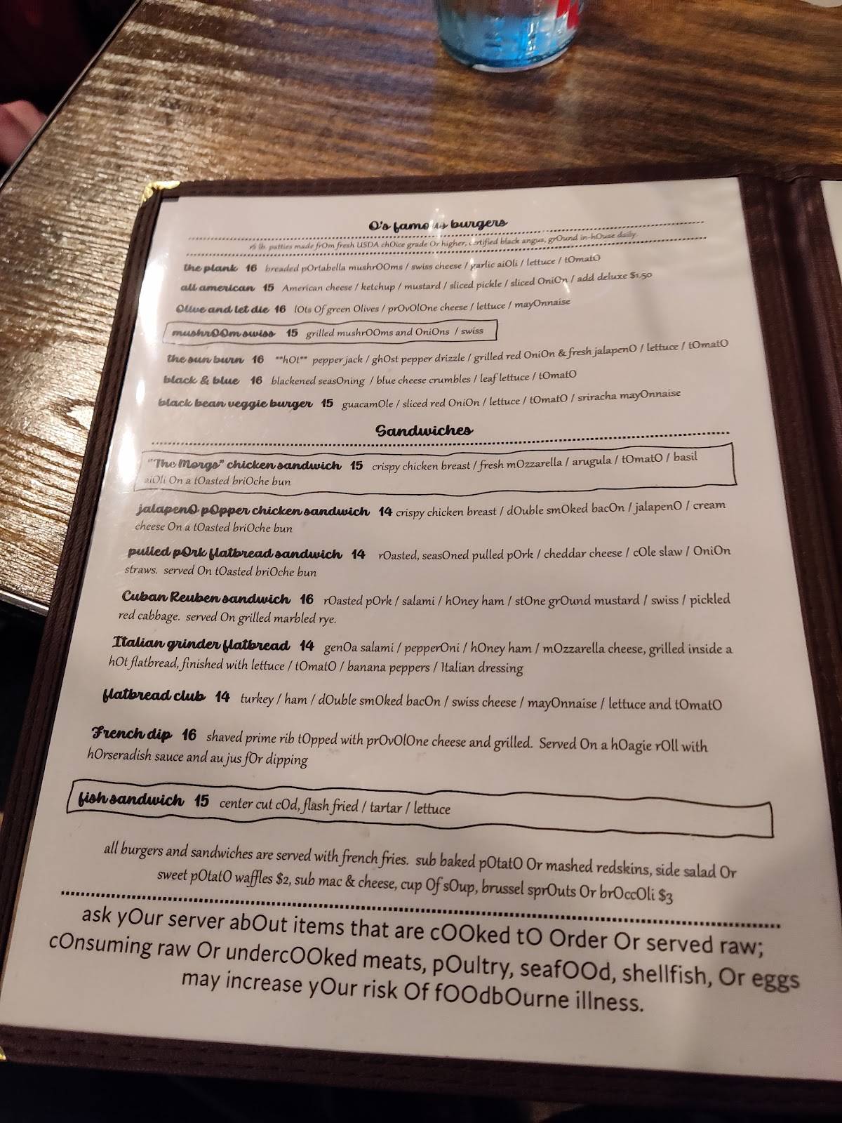 Menu at H2O's Waterside Grill pub & bar, Bay City