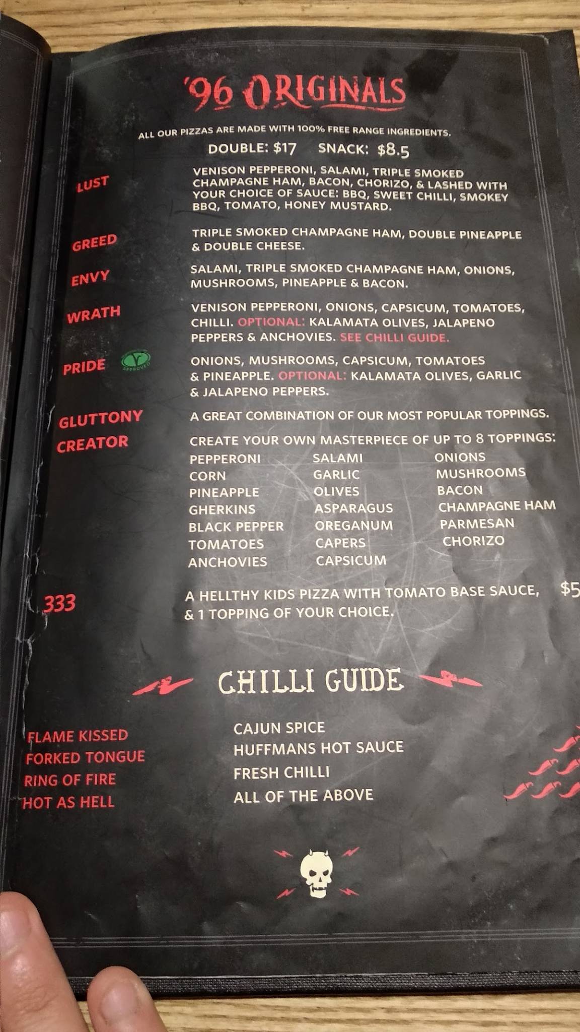 Menu at HELL Pizza Invercargill pizzeria, Invercargill