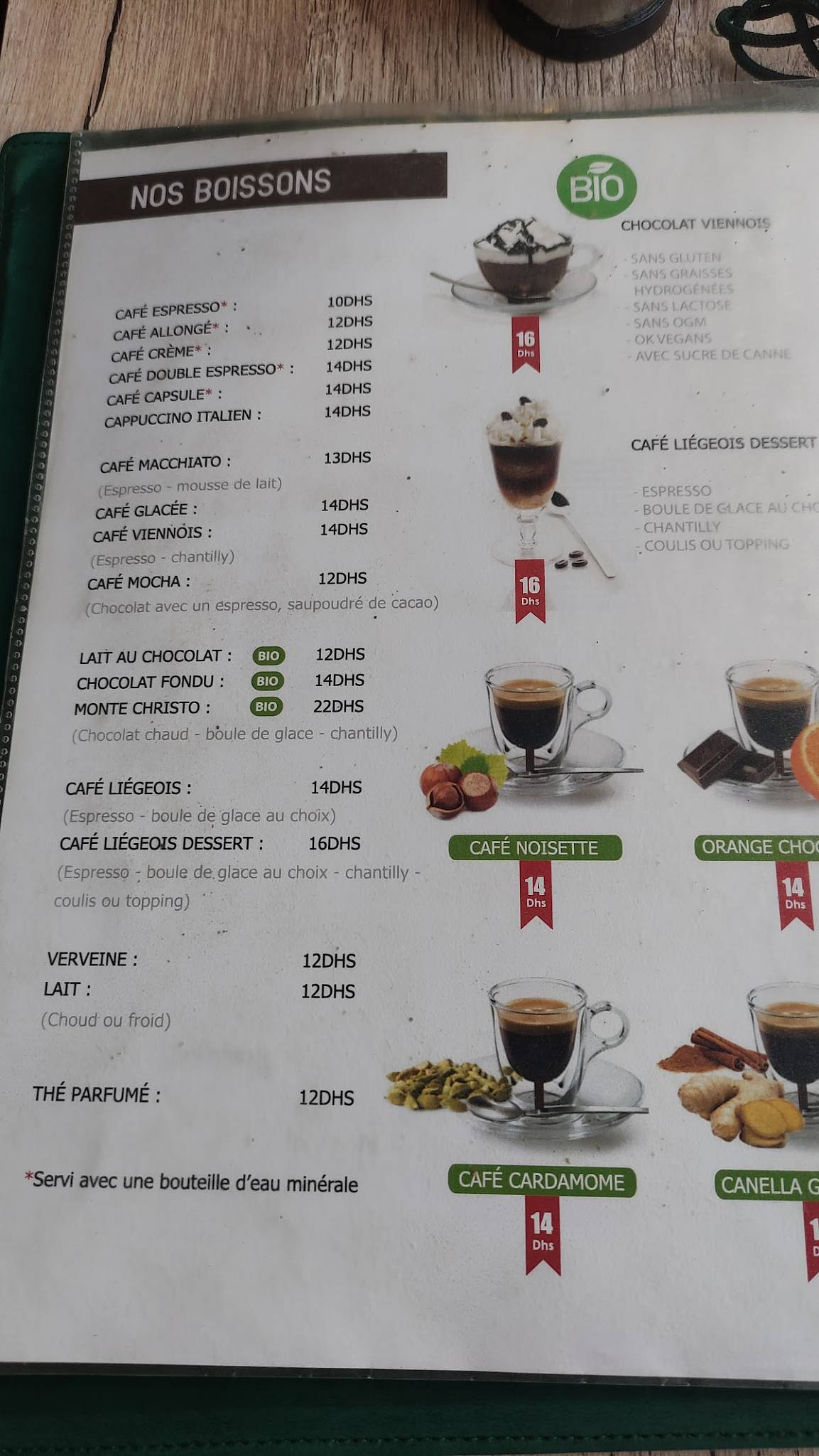 Menu at HOLA BLANCA cafe - restaurant - glacier, Casablanca