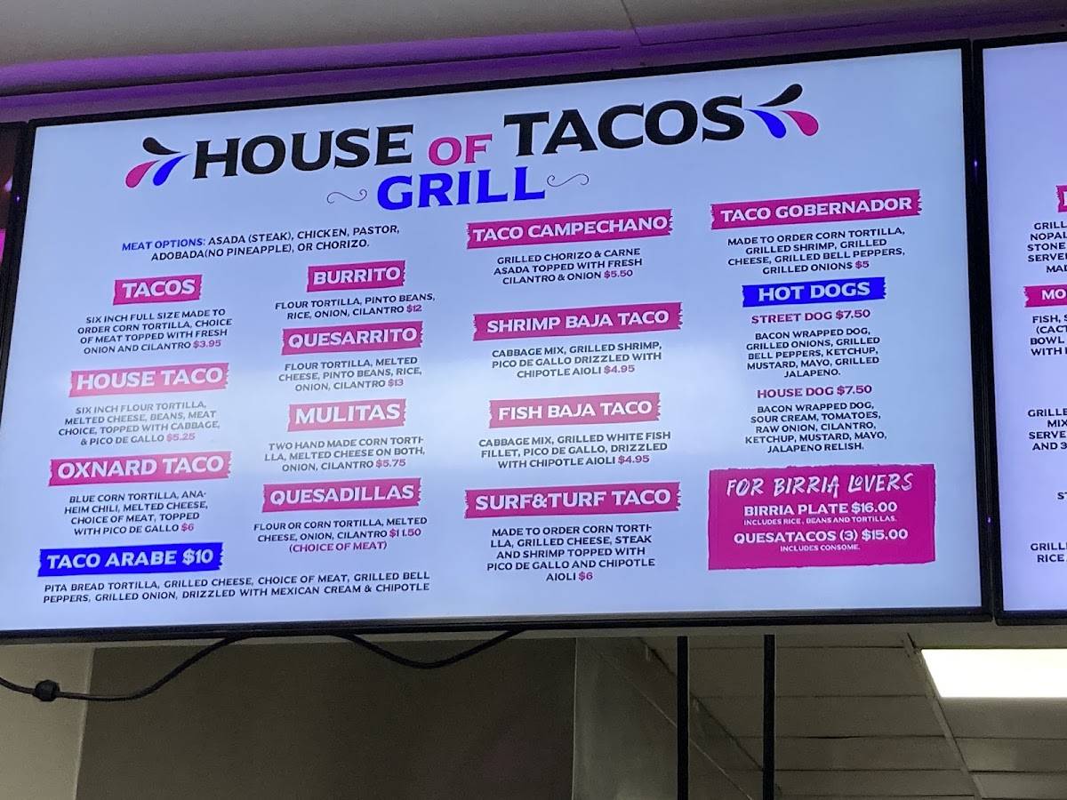Menu at HOUSE OF TACOS GRILL restaurant, Oxnard