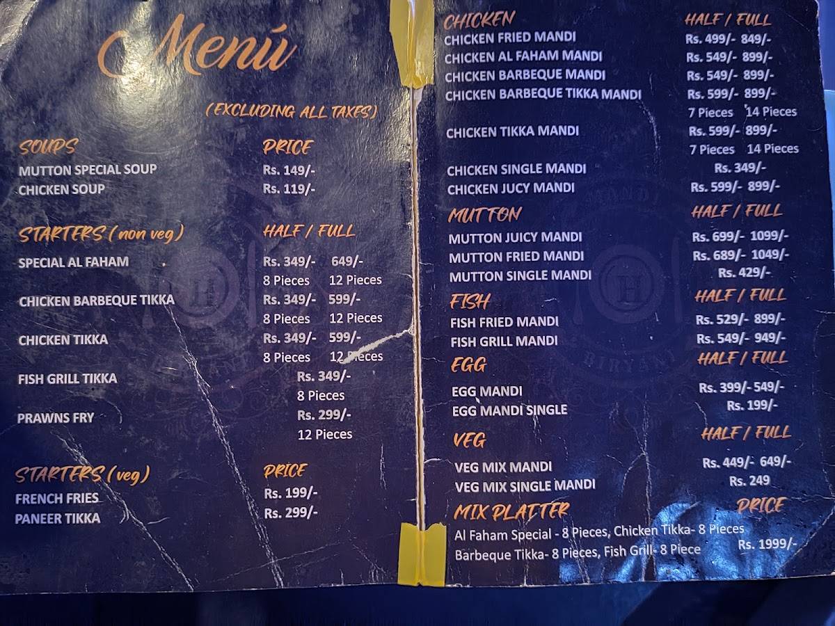 Menu at Habibi Mandi Restaurant Nallagandla, Hyderabad