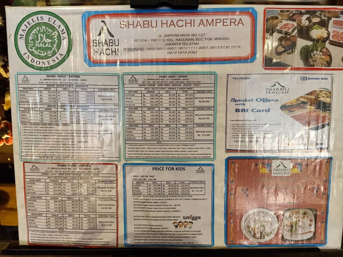 Menu at Hachi Grill Ampera restaurant, Jakarta, Jl. Ampera Raya No.11