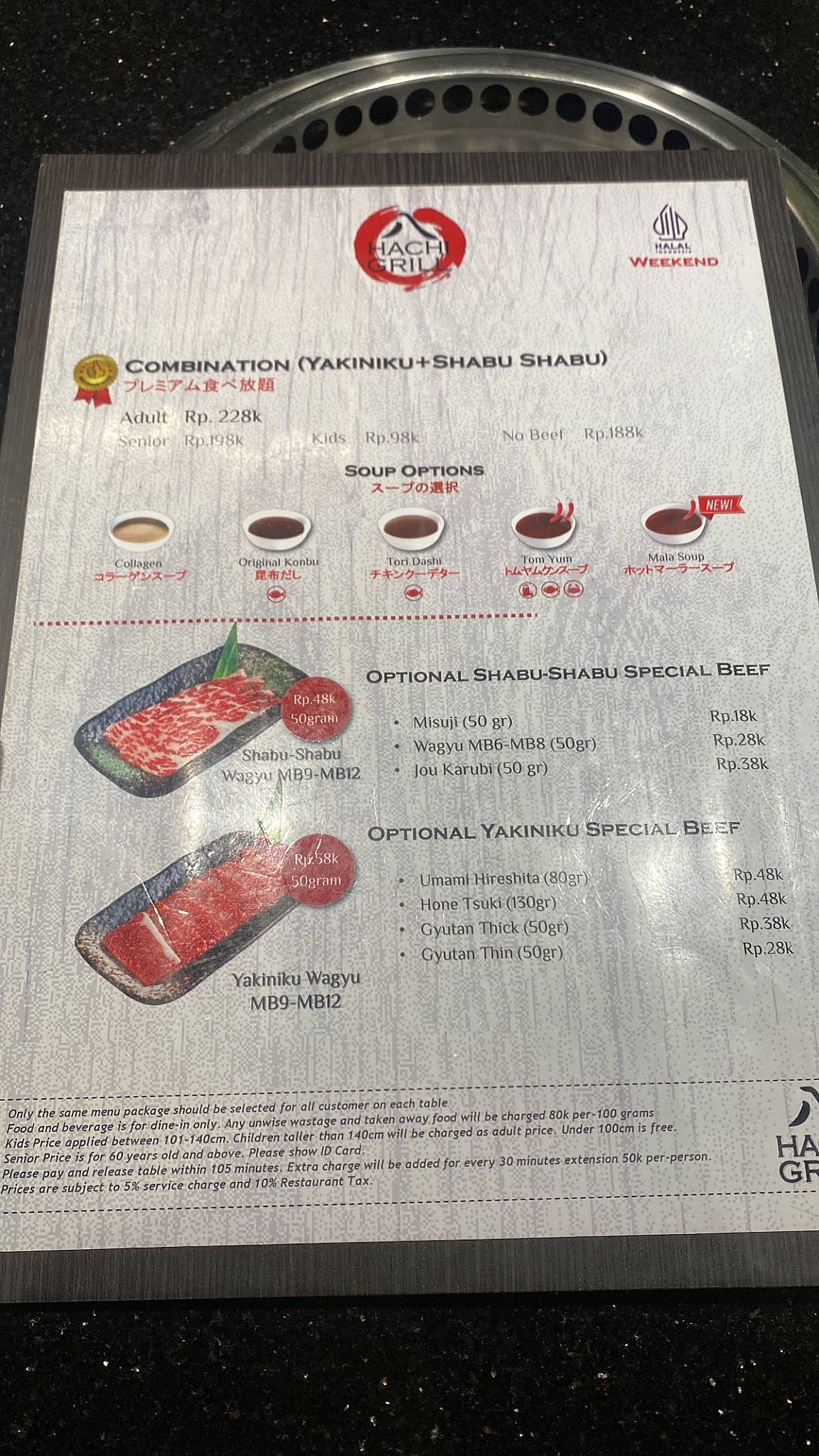 Menu at Hachi Grill Puri Indah restaurant, West Jakarta