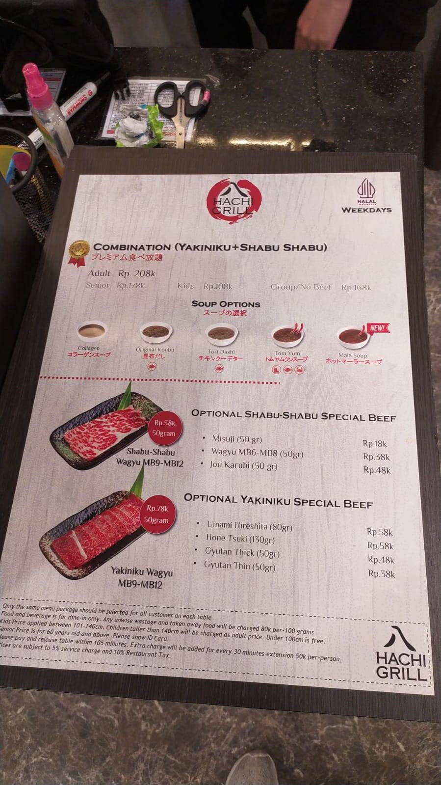 Menu at Hachi Grill Puri Indah restaurant, West Jakarta